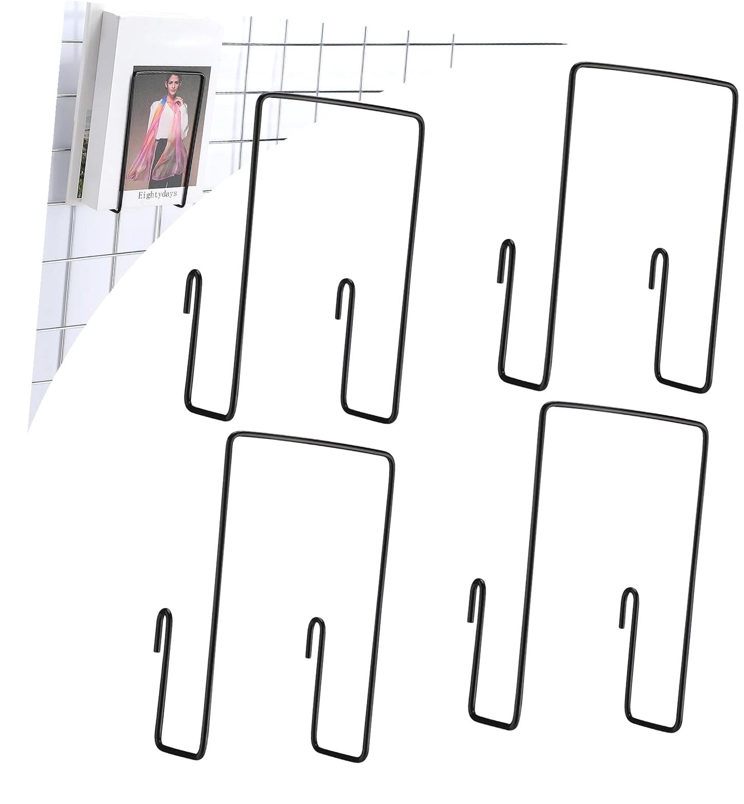 Myst Design 4-Piece Wall Grid Panel Metal Wire Magazine Holder Gridwall ...