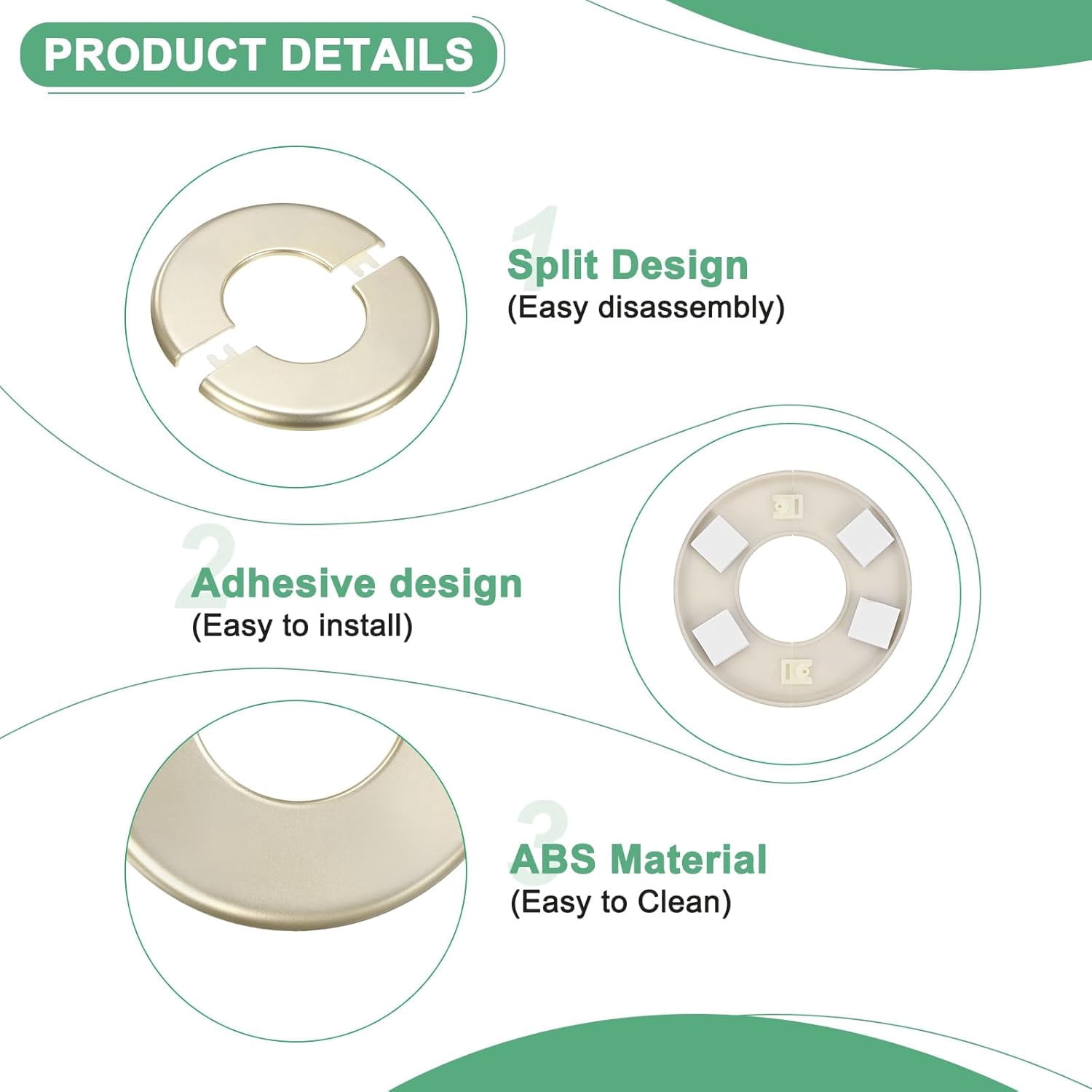 Myst Design 4-Piece Wall Split Flange, for 1.6 Inch/40mm OD Pipe ABS ...