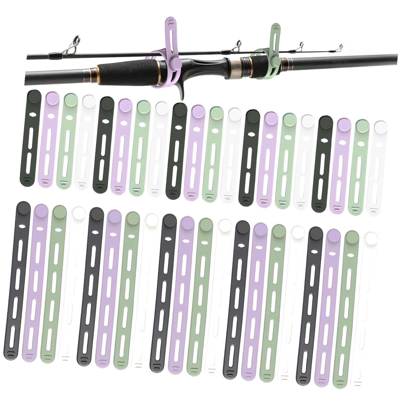 Myst Design 40Pcs Rod Ties Straps Rubber Bands for Pole Storage, , Hold ...