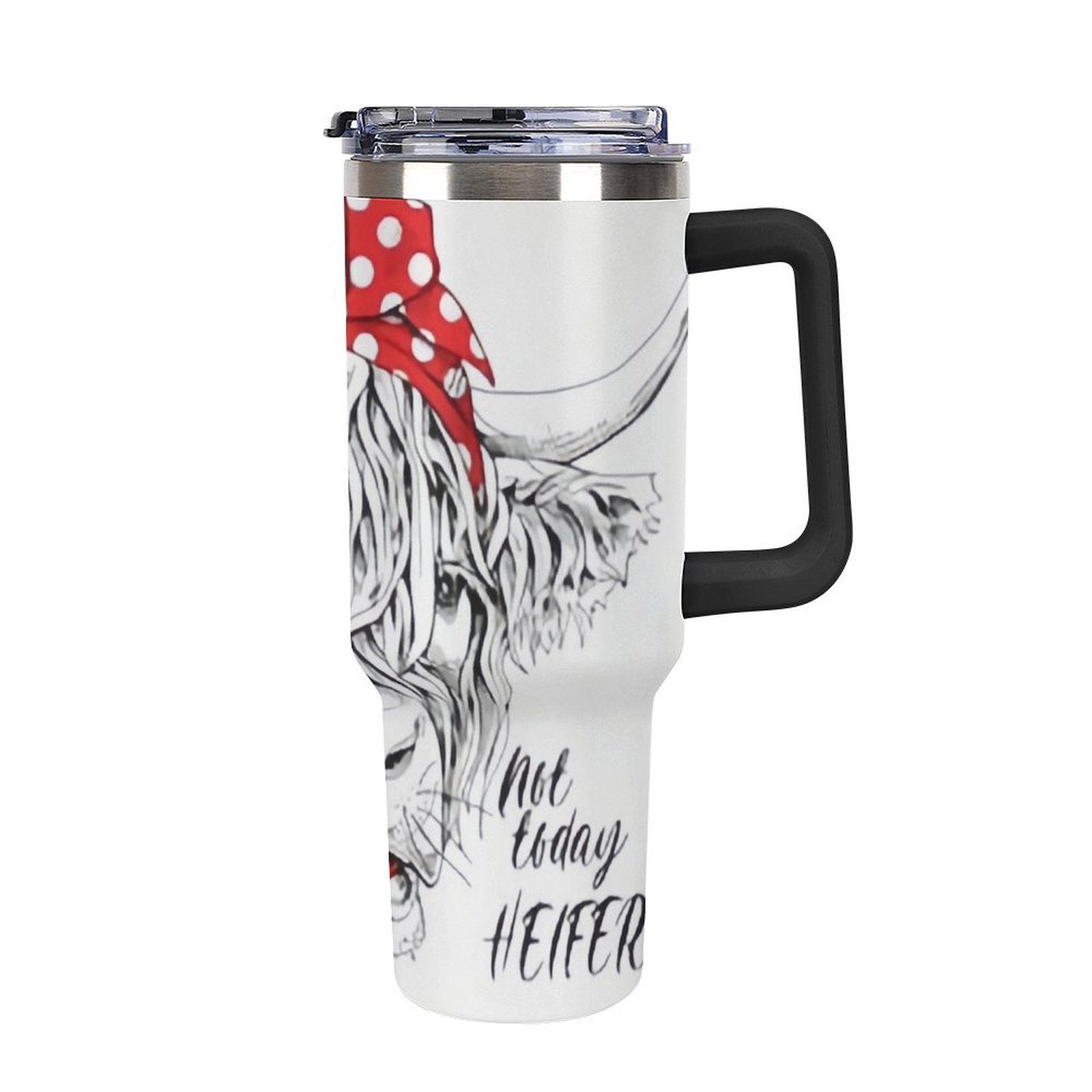 Myst Design 40oz Tumbler with Black Handle and Straw Lid, Cute Cow ...