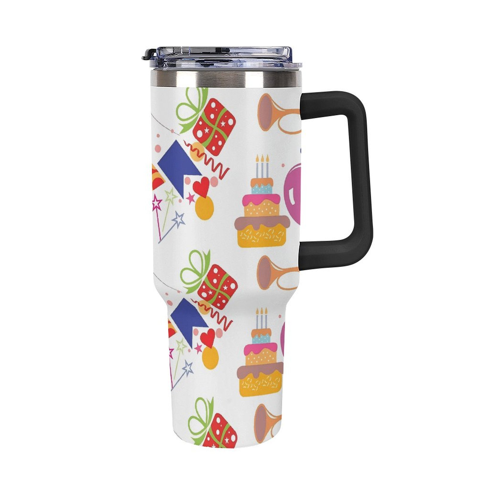 Myst Design 40oz Tumbler with Black Handle and Straw Lid, Festive ...