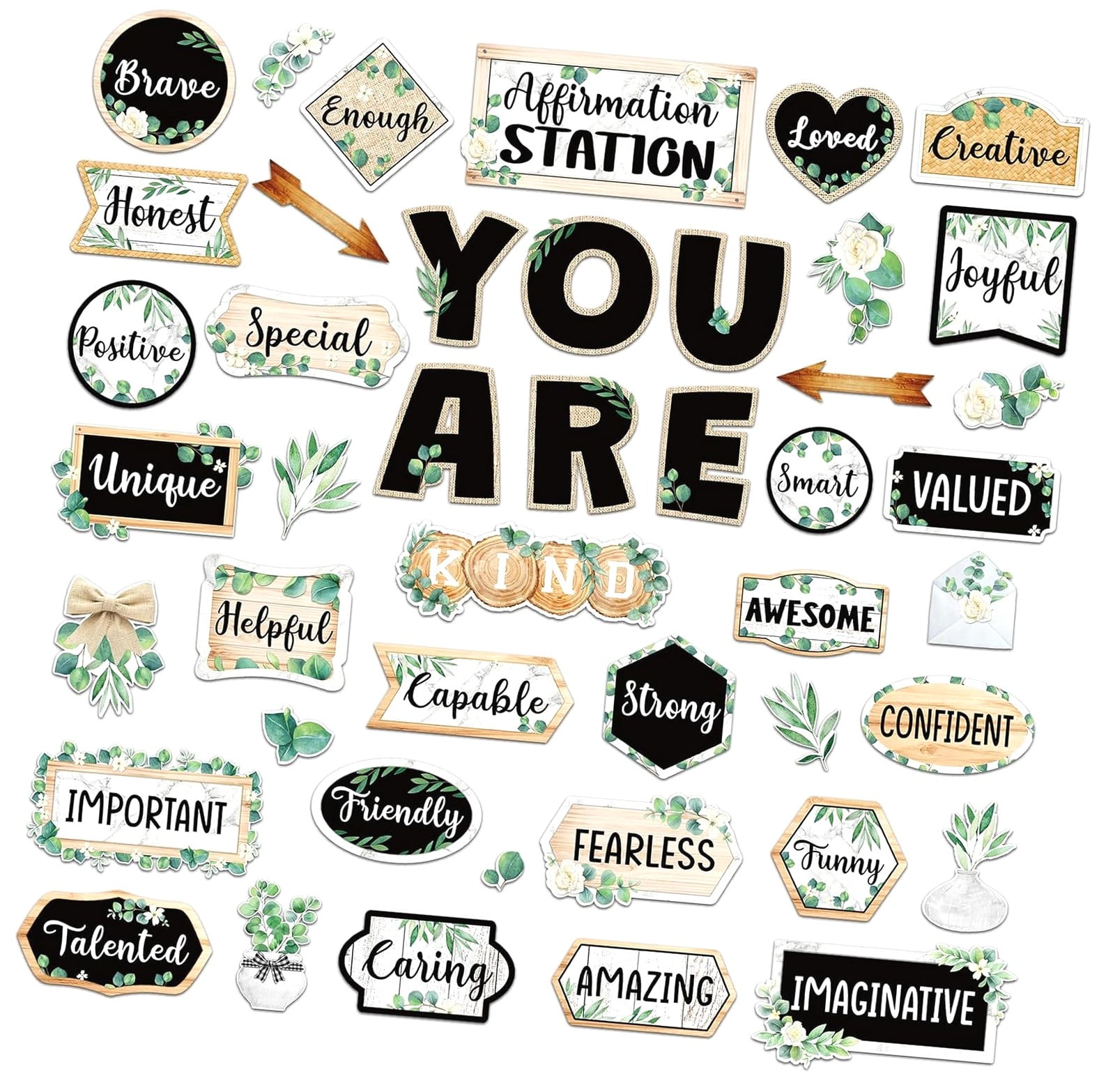 Myst Design 45 Pcs Eucalyptus Affirmation Station Bulletin Set ...