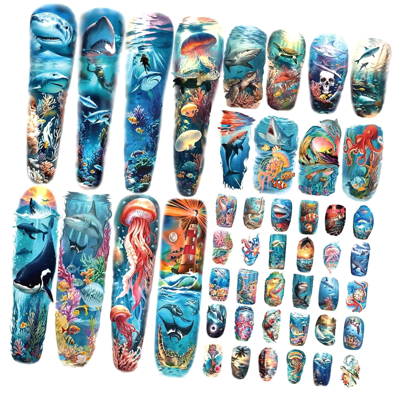 Myst Design 46 for Men and Women, 8 Full Arm Dolphin Fake Tattoos, 8 ...