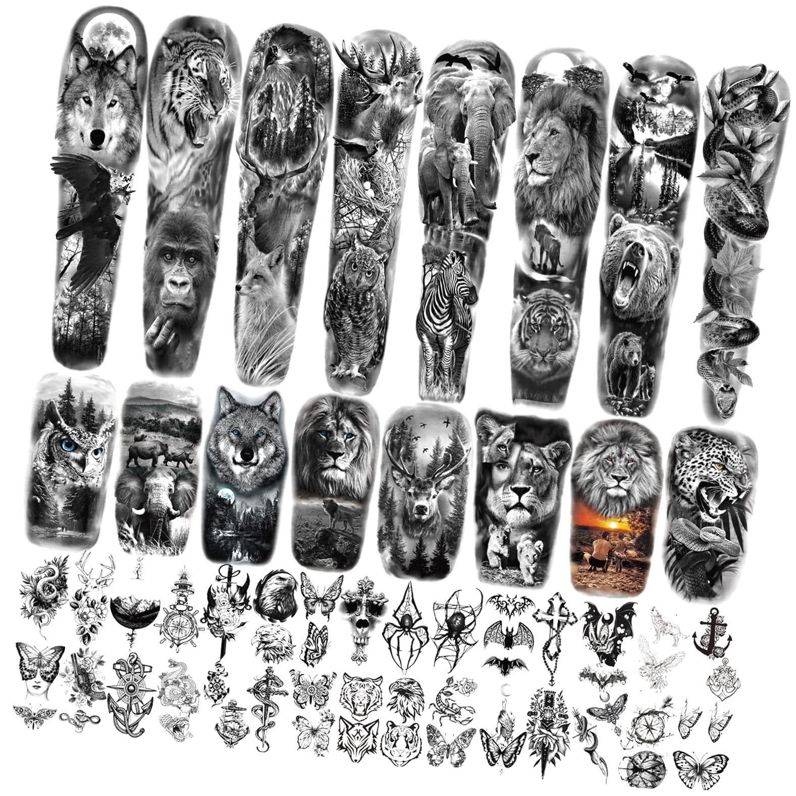 Myst Design 46 Sheets Full Arm Temporary Tattoo Lifelike For Men And ...