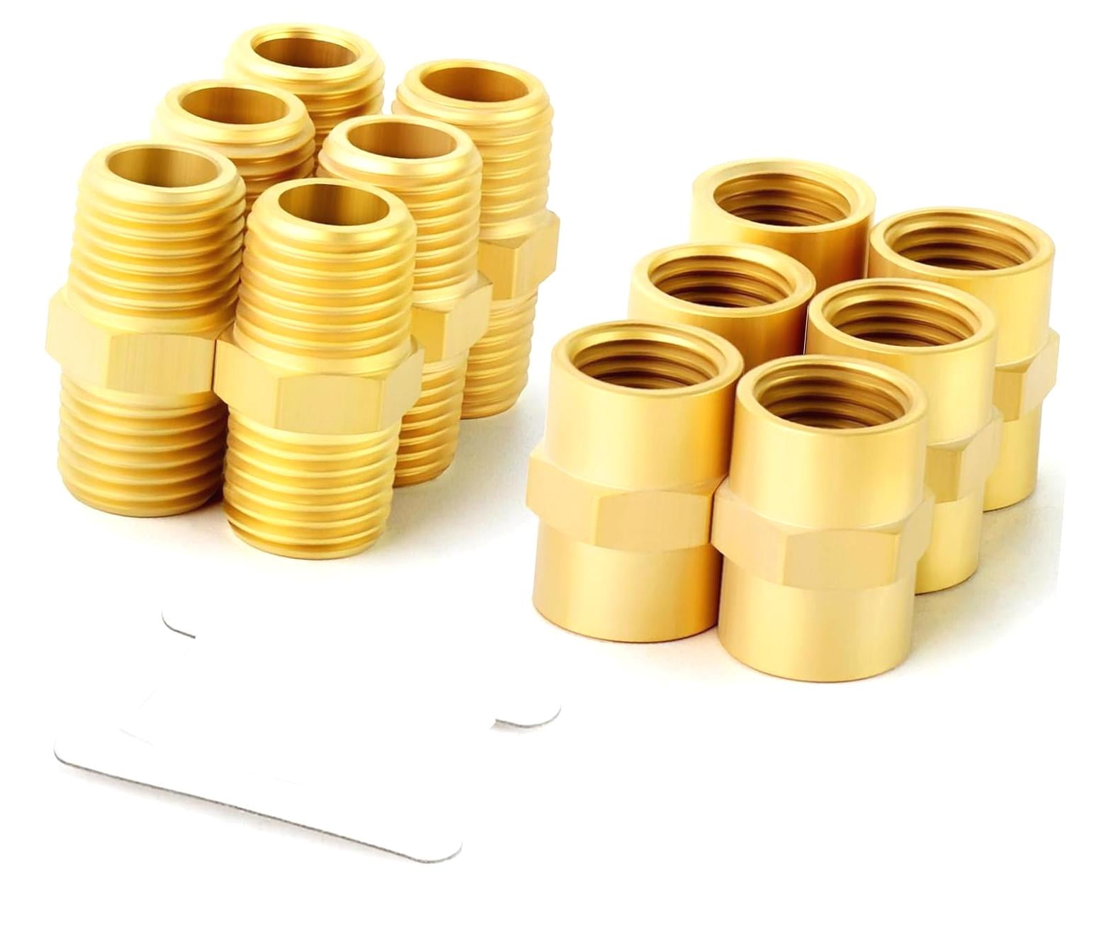 Myst Design 4PCS Metal Pipe Connectors, Hexagonal Nipple and Coupler, 3 ...