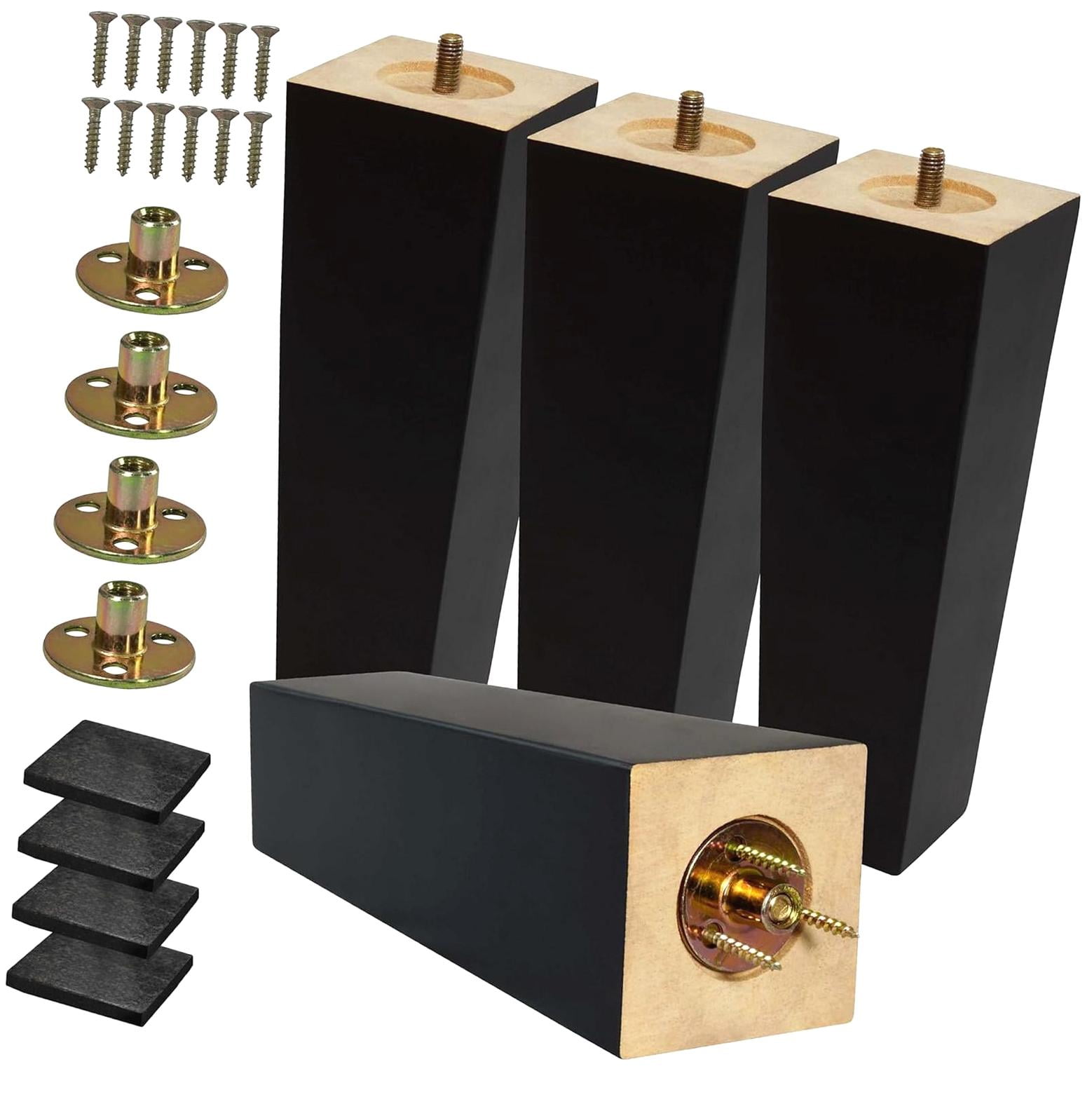 Myst Design (5 Sizes: 3"-4"-5"-6"-8" Set of 4 Wooden Furniture Legs ...