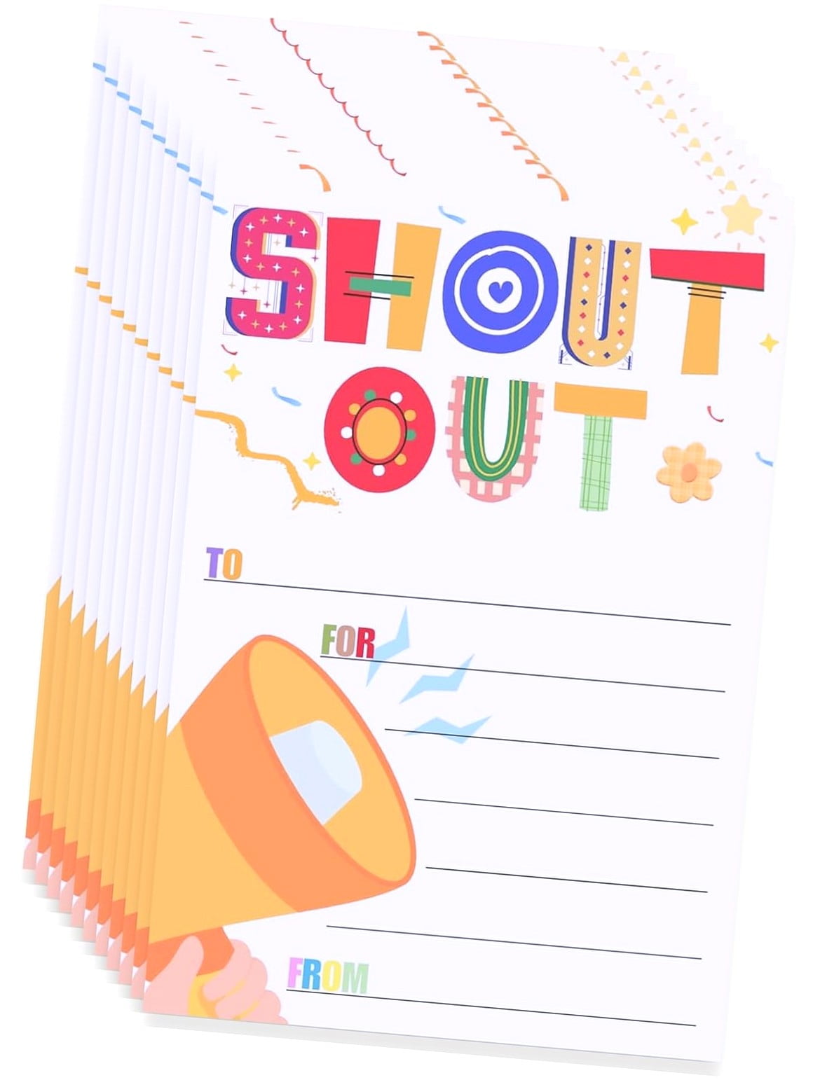 Myst Design 50 Count Shout Out for Employees, Office Staff, 4x6 Inch ...
