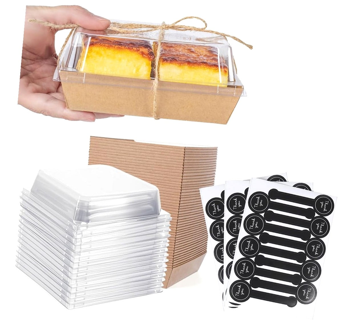 Myst Design 50 Pack 4.7x4.5x1.2 Inch Paper Cake Boxes with Clear ...