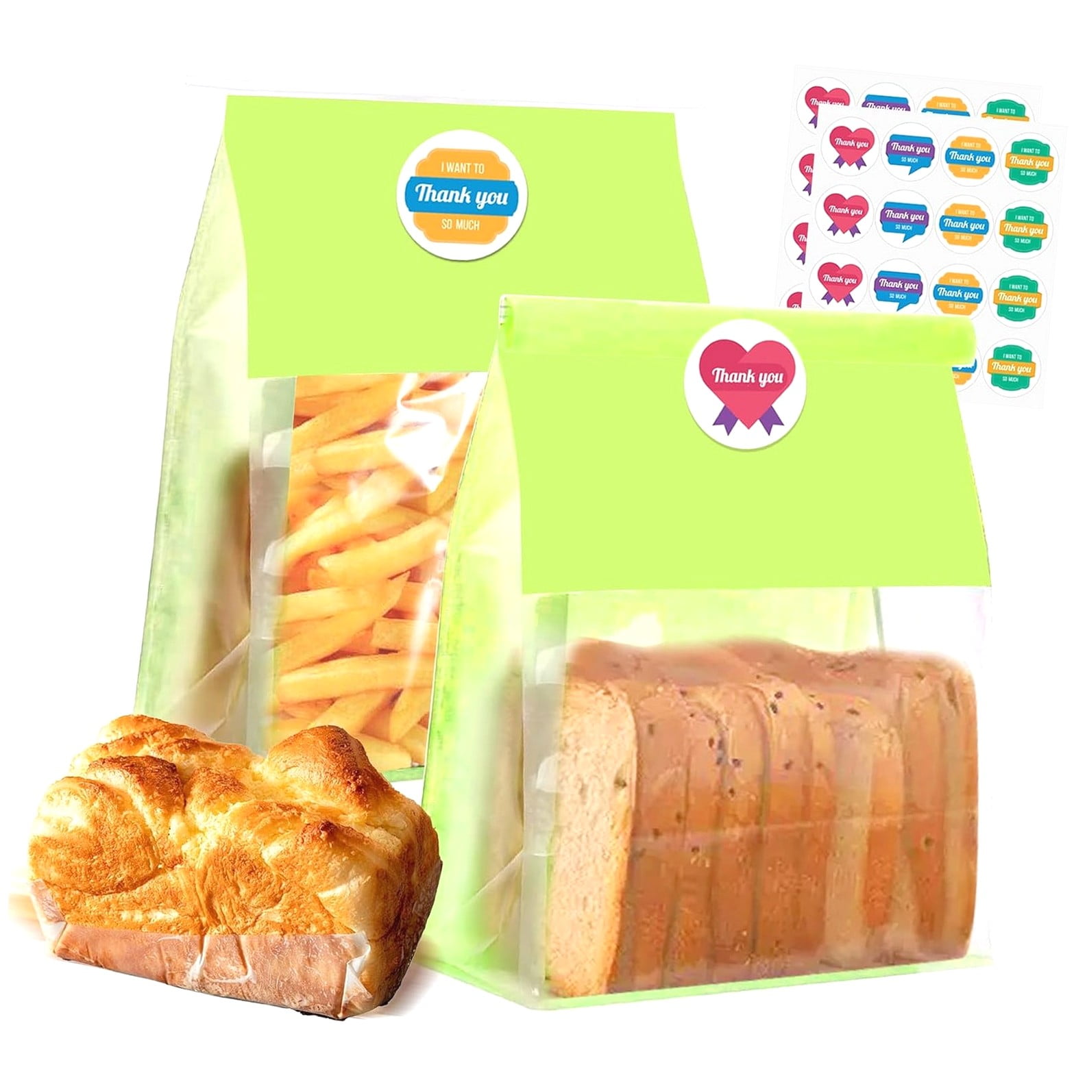 Myst Design 50 Pack Bakery Bags with Window, Large Cookie Bags with ...