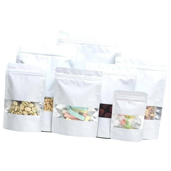 Myst Design 50 Pcs Resealable Stand Bags, 7.1 10.2 Inch White with ...