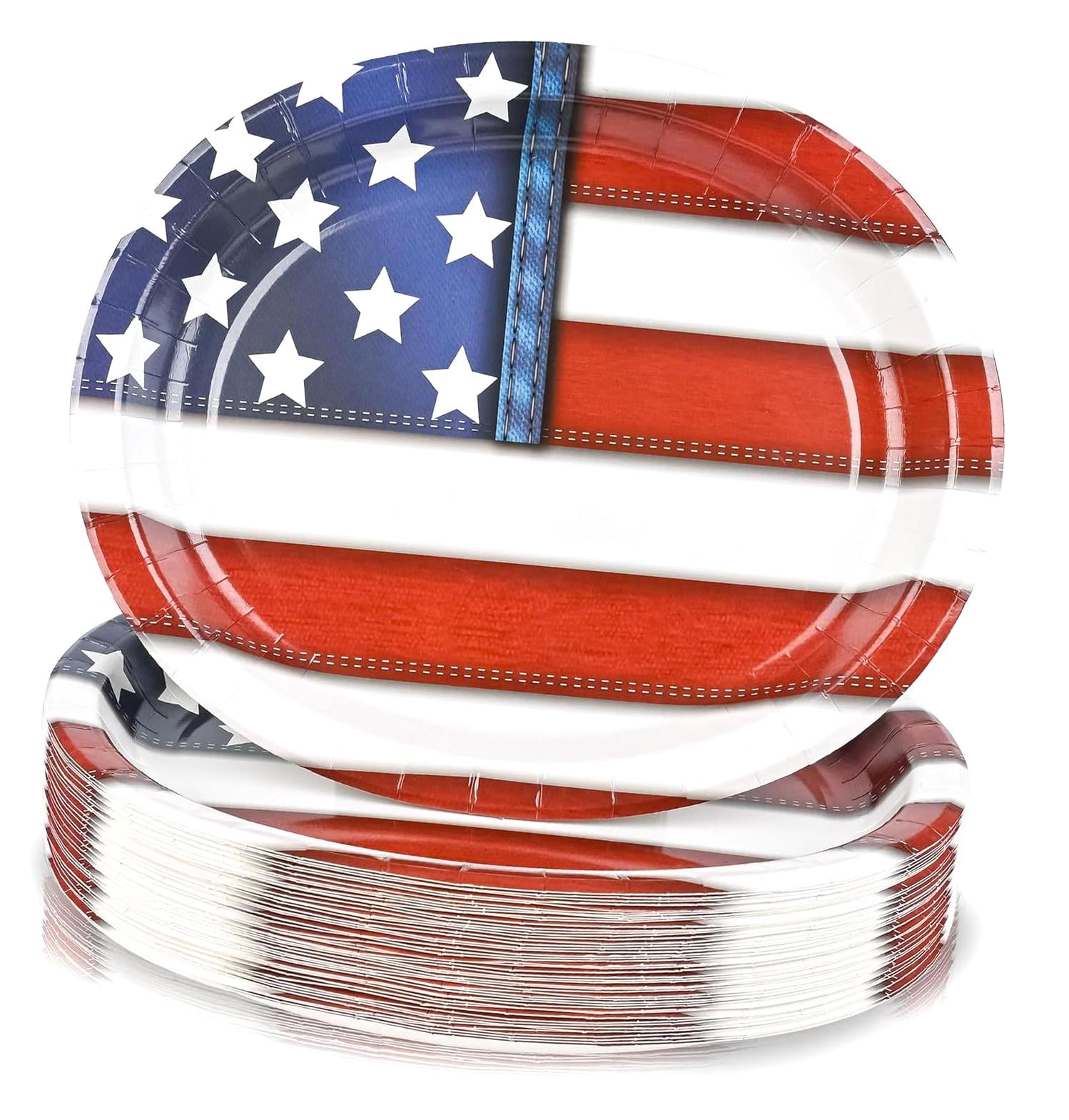 Myst Design 50-Piece American Flag Patriotic Oval Plates, Perfect for ...