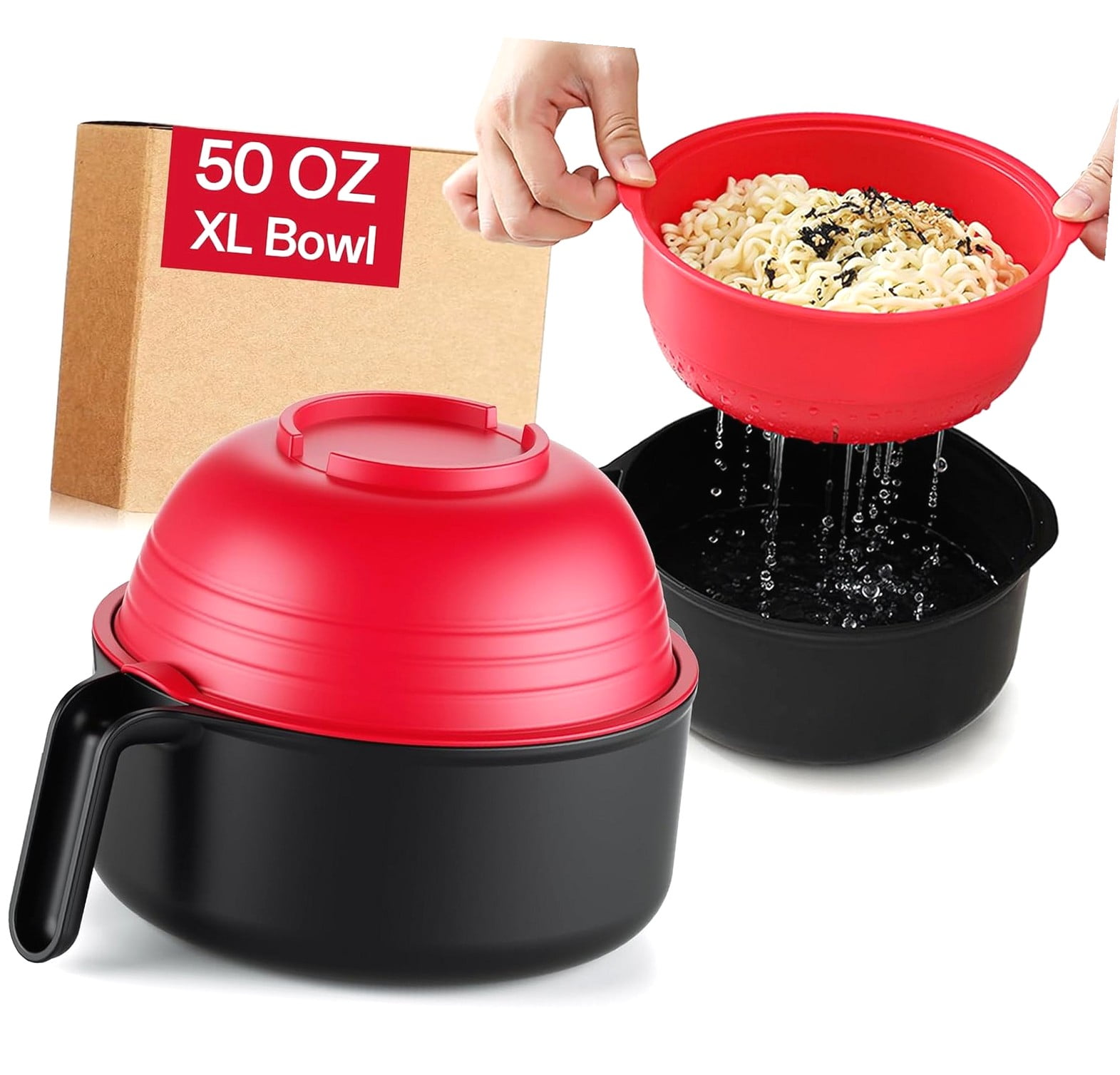 Myst Design 50 oz Large Ramen Bowl, Microwave Ramen Cooker, Noodle ...