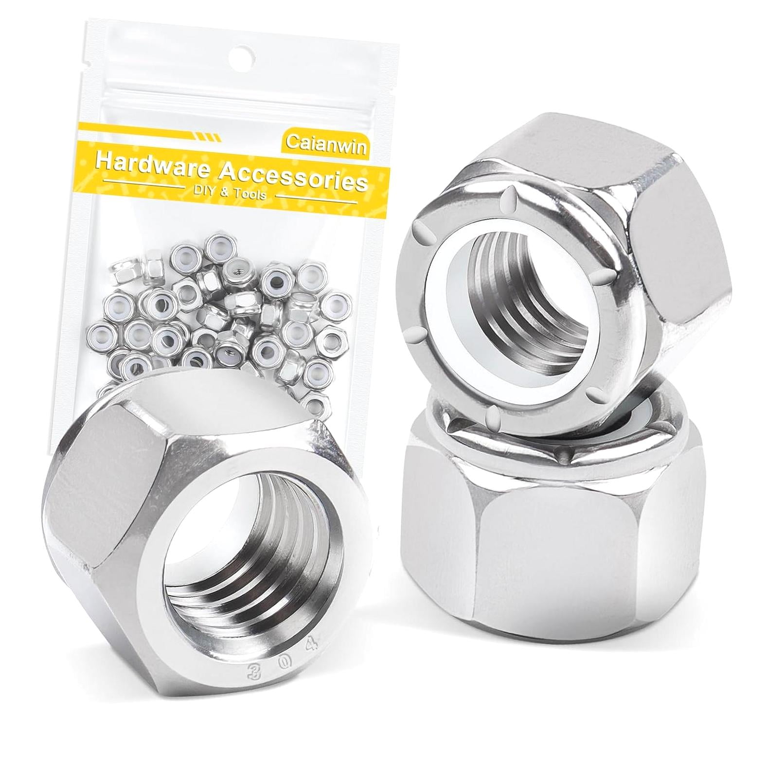 Myst Design 50Pcs #8-32 Nylon Insert Hex Lock Nuts A2 304 Steel Self ...