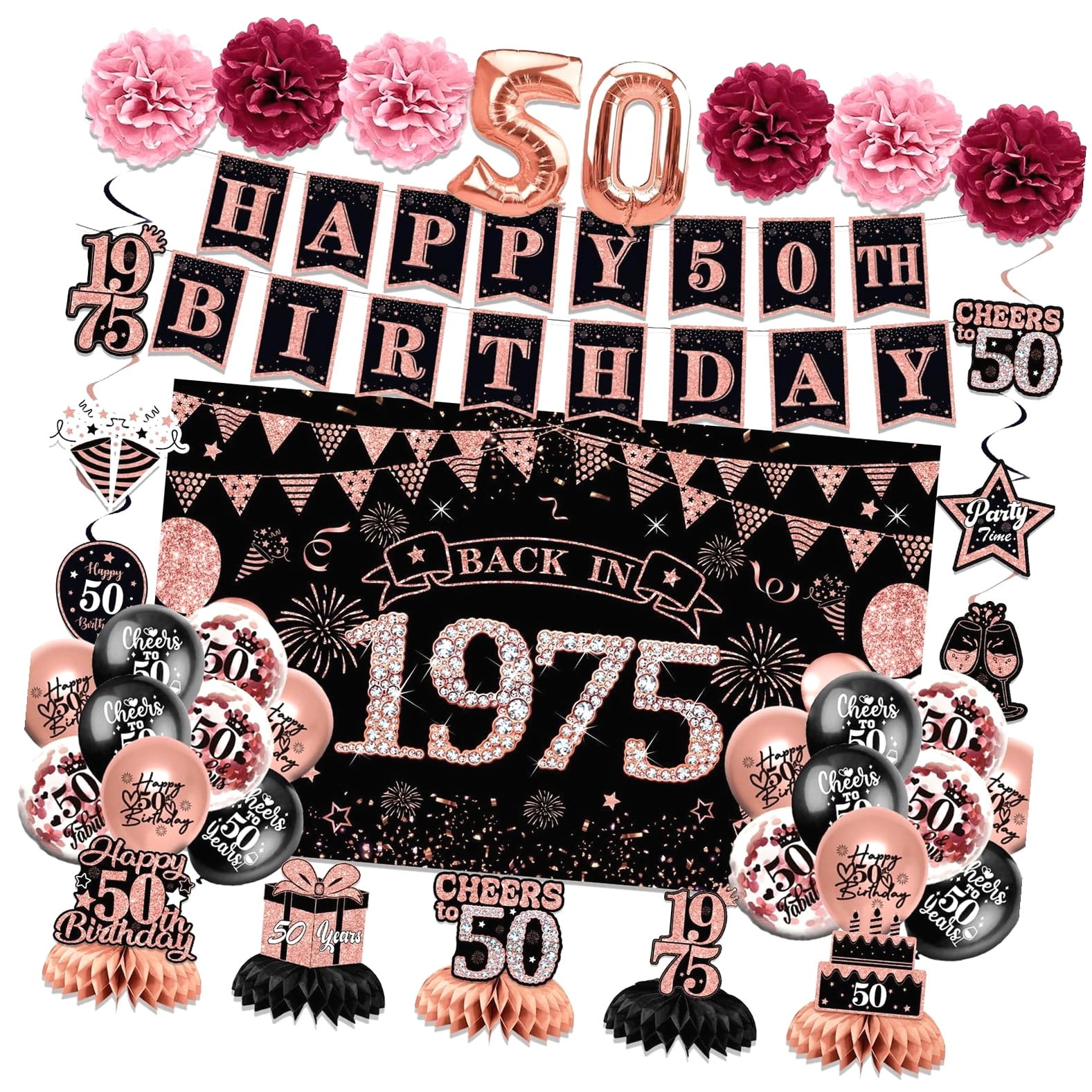 Myst Design 50th Birthday Decorations Kit for , Back in 1975 Banner ...