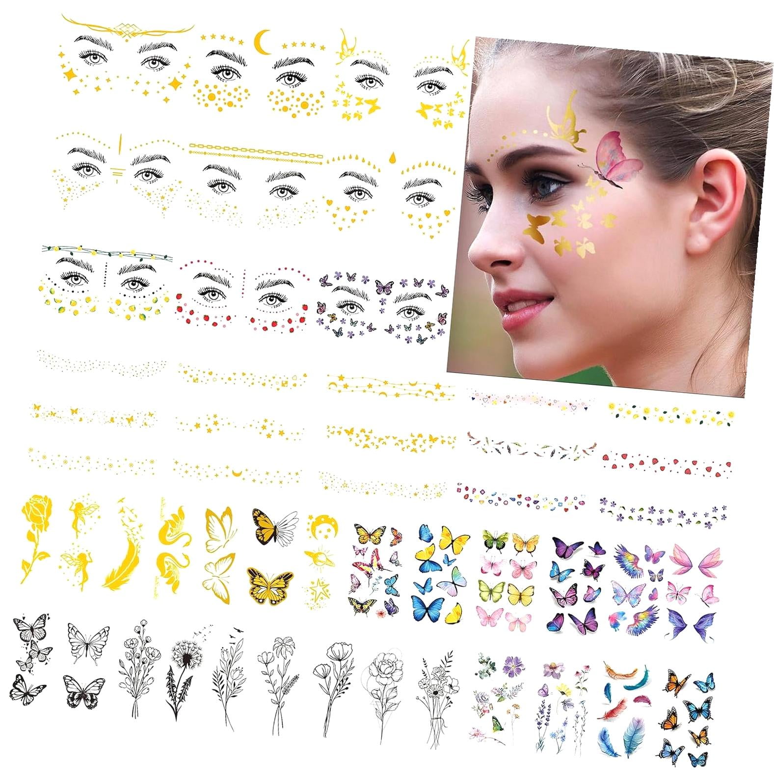 Myst Design 54 Sheets Glitter Freckles Face Tattoo, Over 150 Pieces of ...