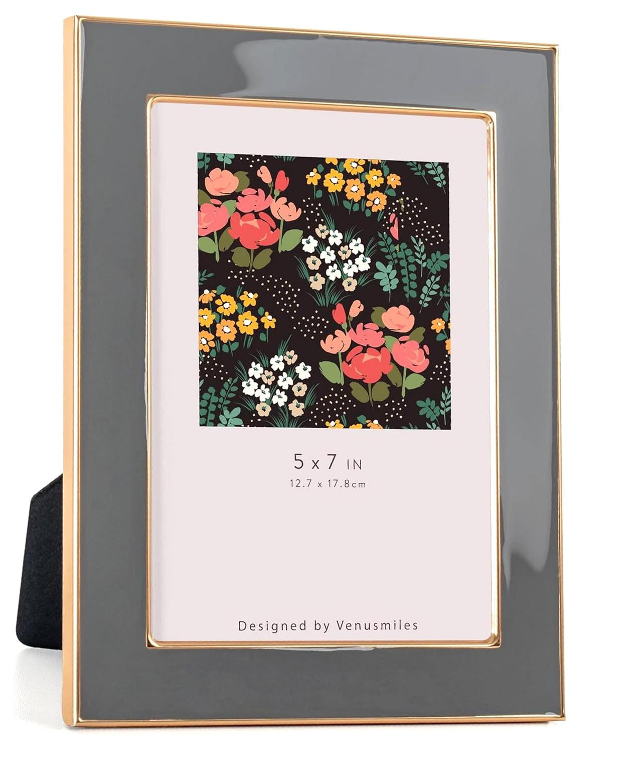 Myst Design 5x7 Enamel Photo Frame, Metal Border with Stand, Genuine ...