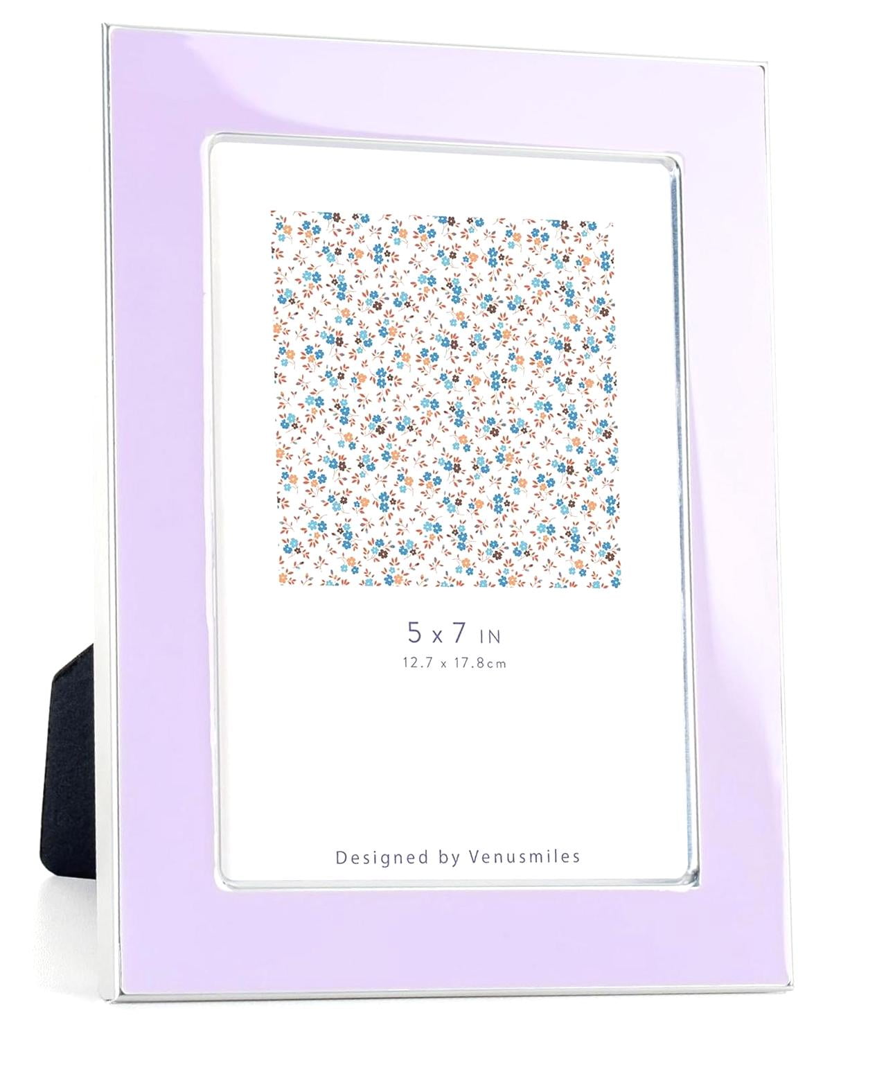 Myst Design 5x7 Enamel Photo Frame, Silver Metal Edge with Easel ...