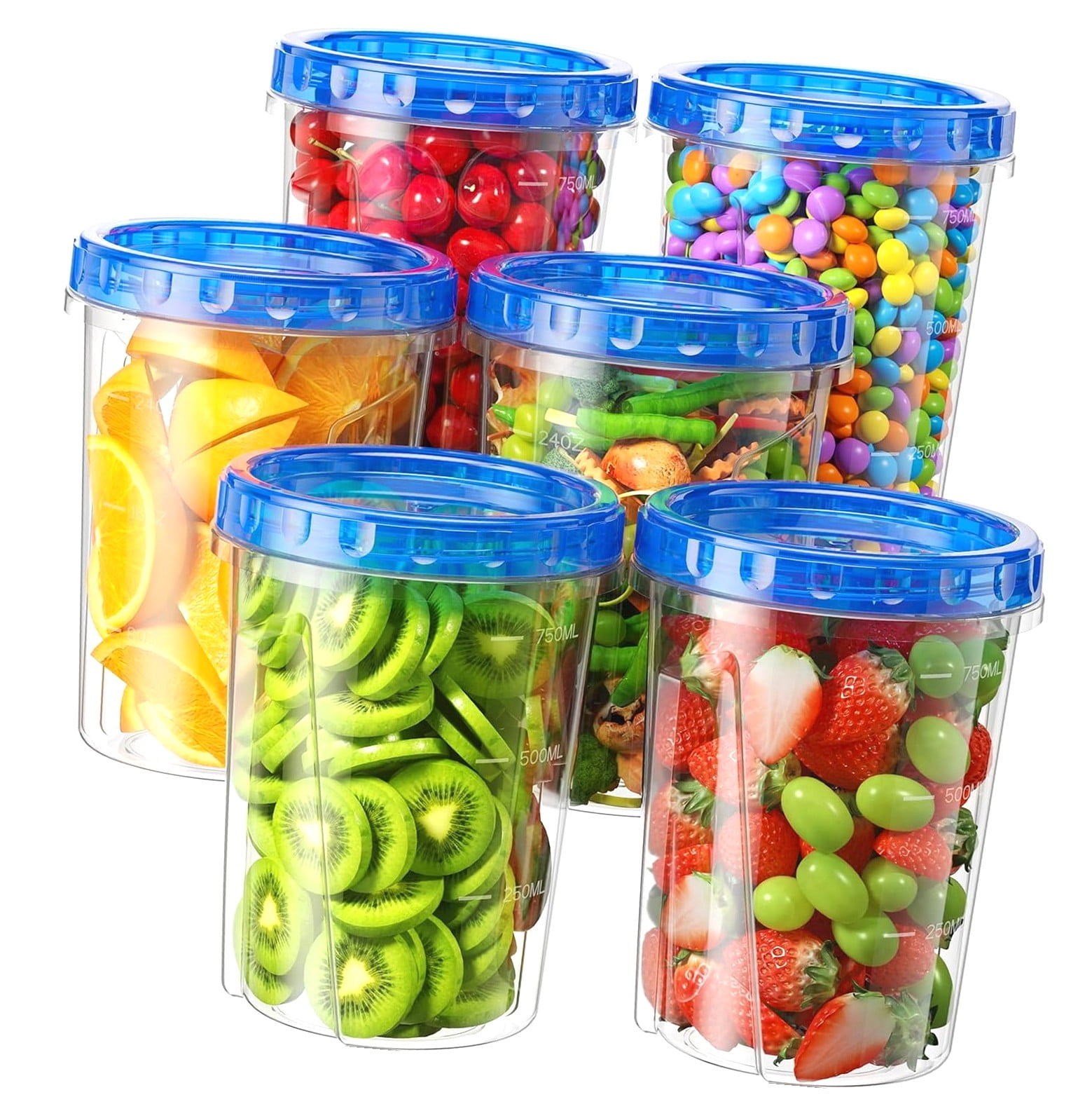 Myst Design 6 Pack-17oz Freezer Storage Containers, Plastic Containers ...