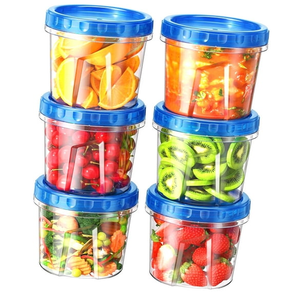 Myst Design 6 Pack-24 oz Freezer Storage Containers, Plastic Containers ...