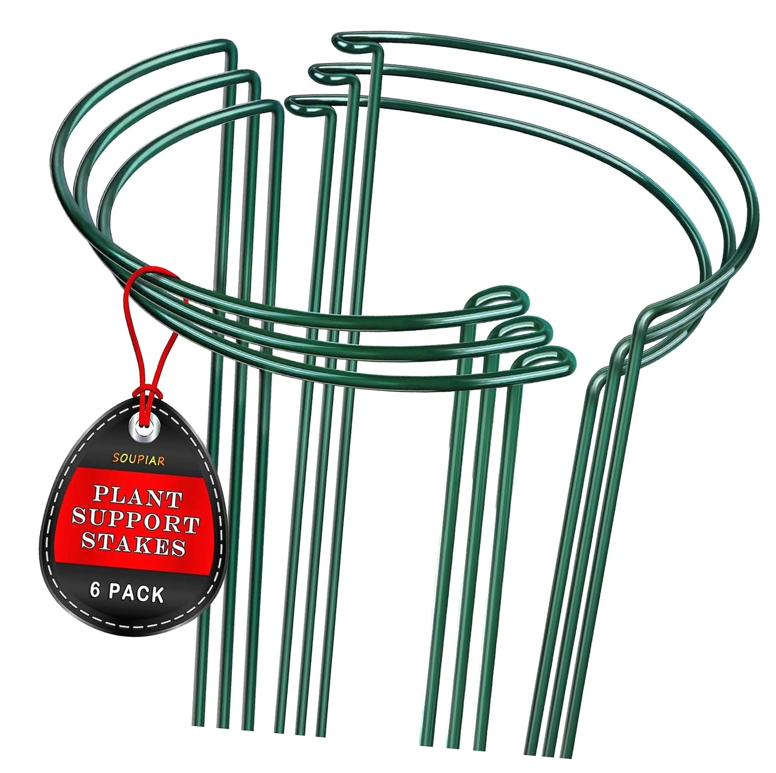 Myst Design 6 Pack Plant Support Stakes, Large Metal Supports for ...