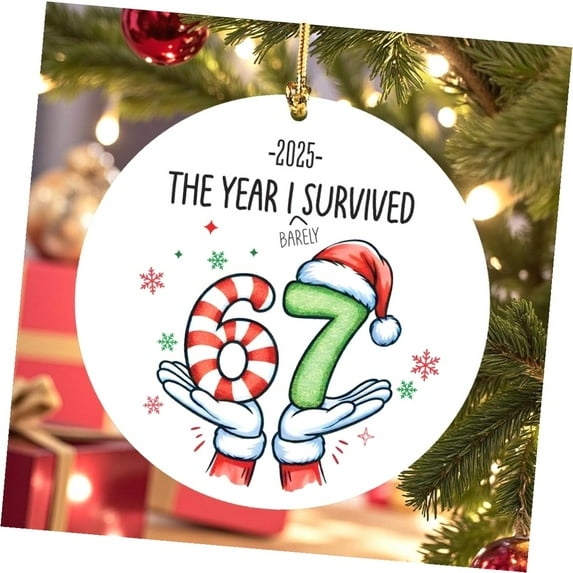 Myst Design 67 Meme Funny Christmas Ornaments 2025, 6 7, Says Six Seven ...