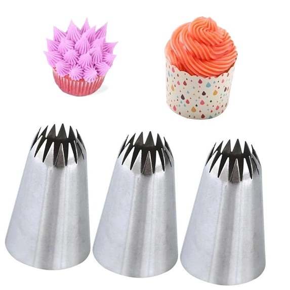 Myst Design 6B Piping Tip, Large 6B Pastry Tip, Open Star Icing Tip 6B, Seamless French Star Tip ...