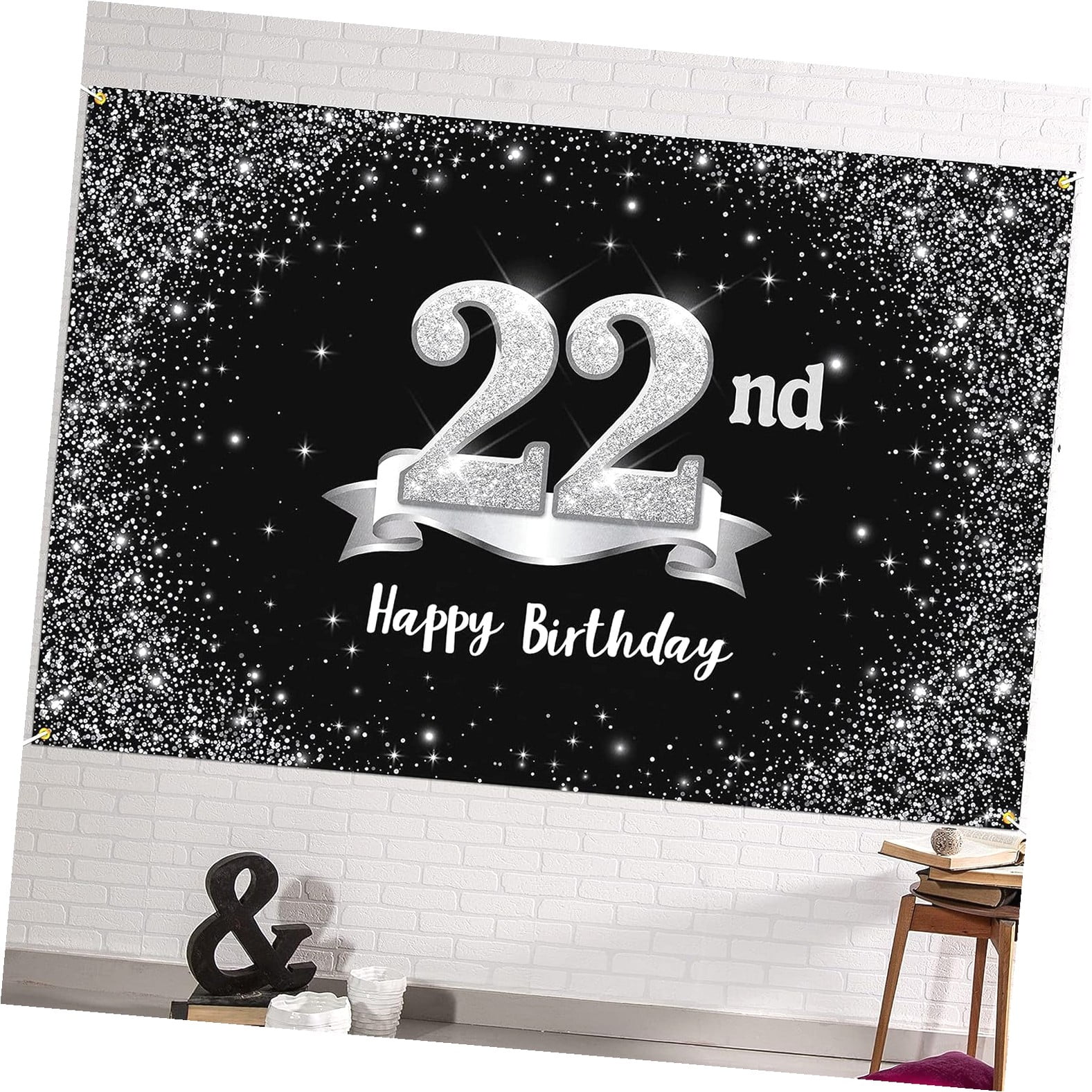 Myst Design 6x4ft Happy 22nd Birthday Banner Backdrop Decorations for ...