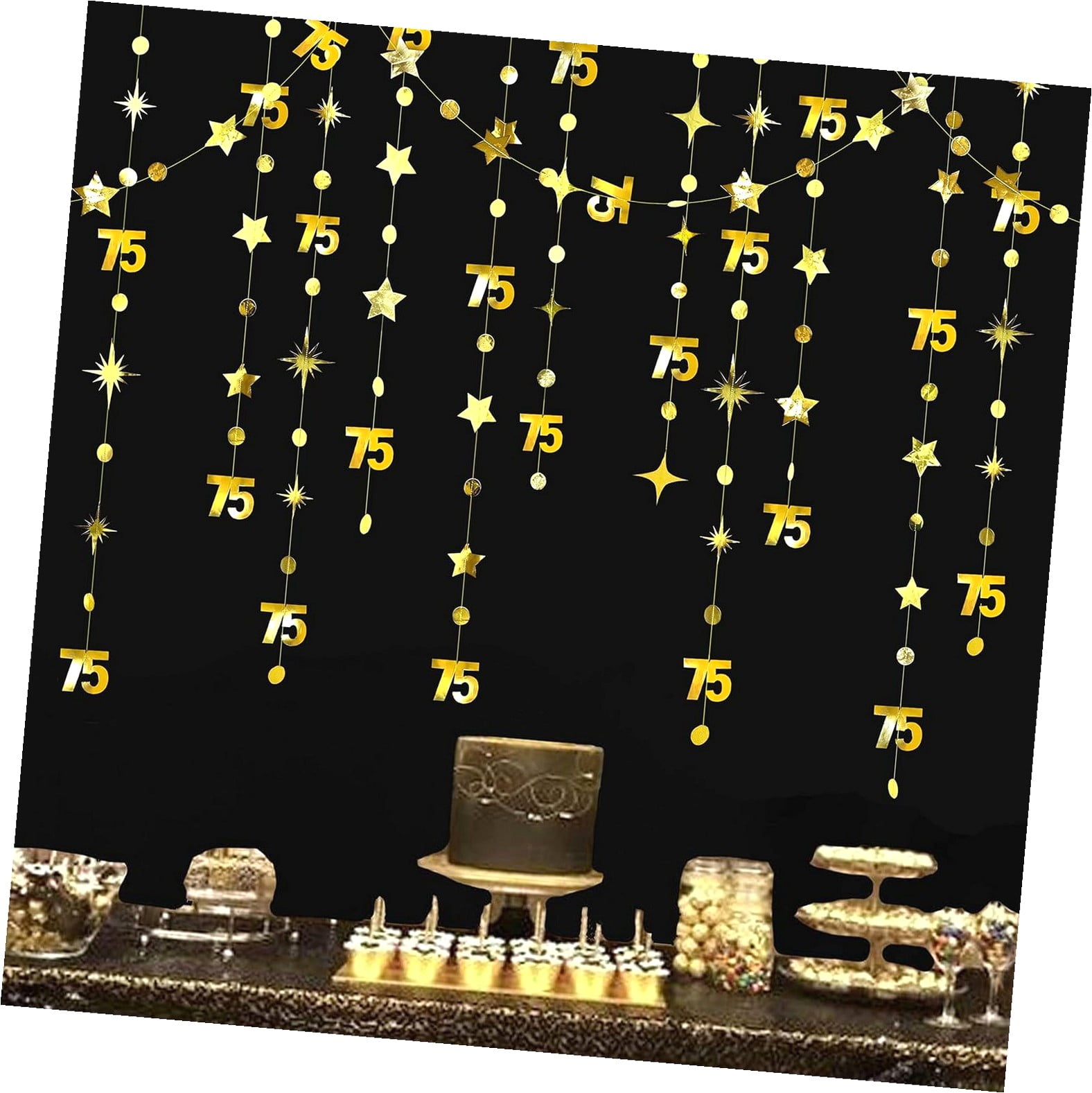 Myst Design 75th Birthday Decorations Number 75 Circle Dot Garland ...