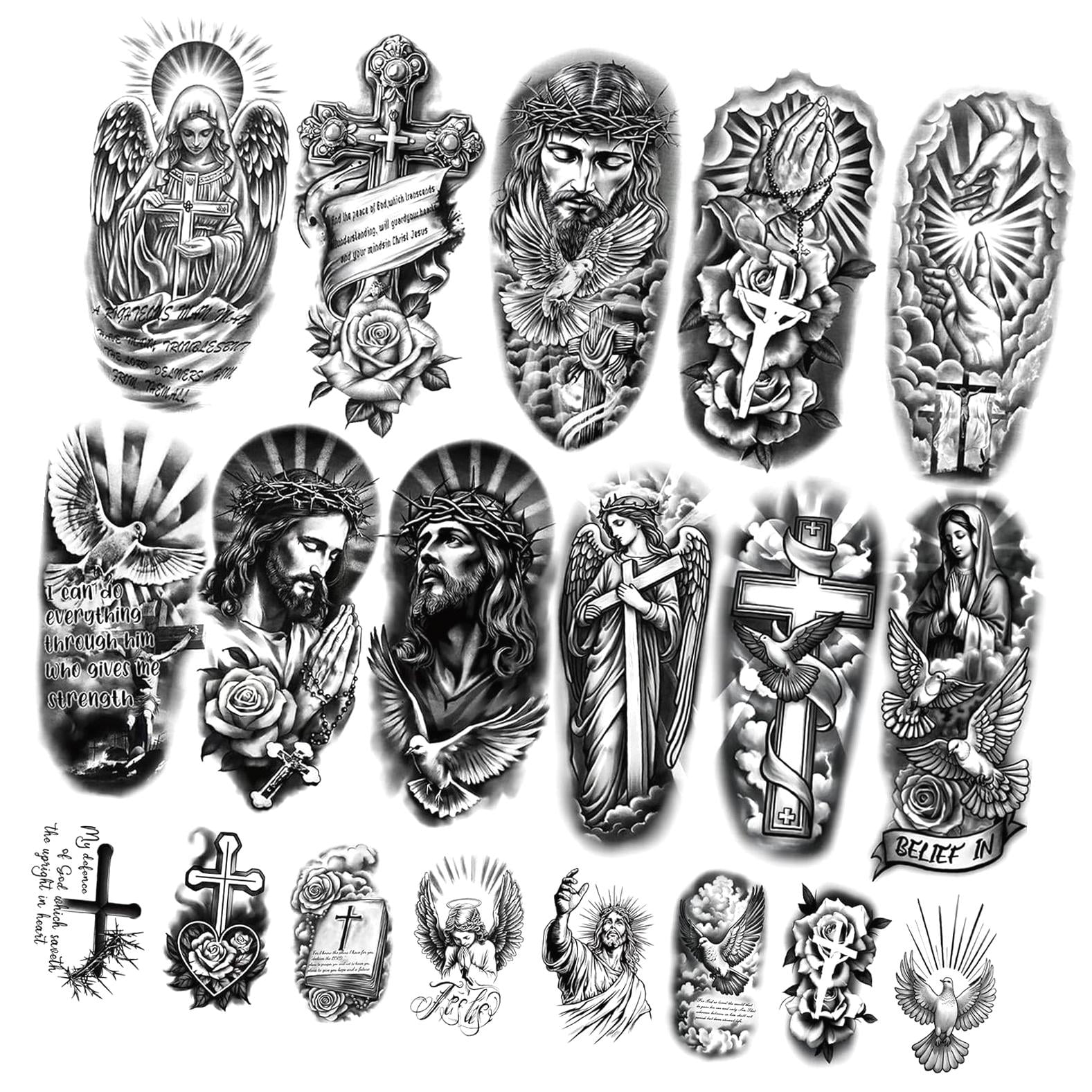 Myst Design 77 Sheets Christian Temporary Tattoo for Women Men, 17 ...