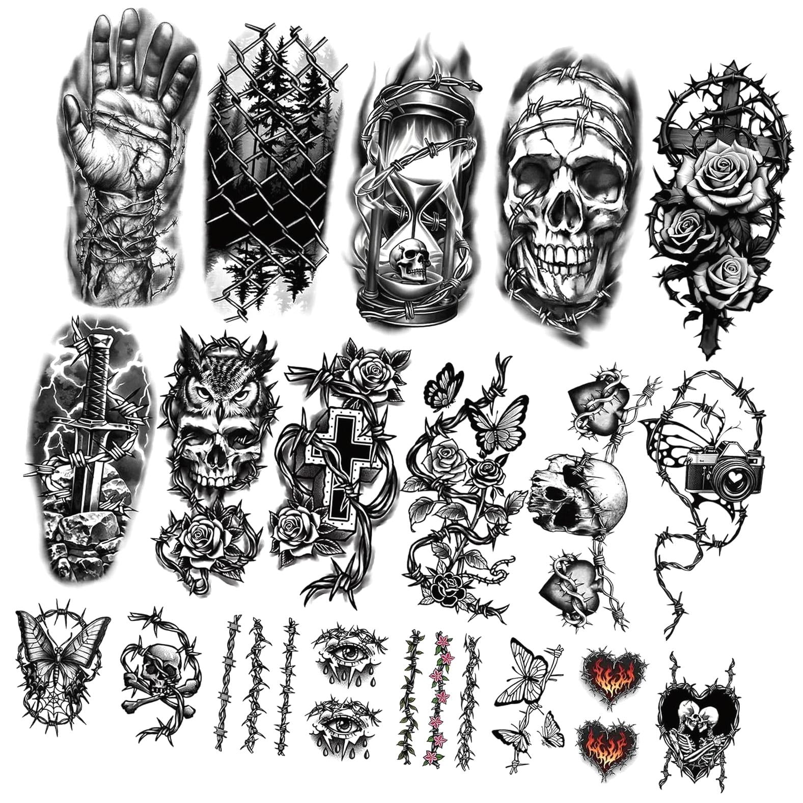 Myst Design 77 Sheets Temporary Tattoo for Men Women, featuring 17 ...