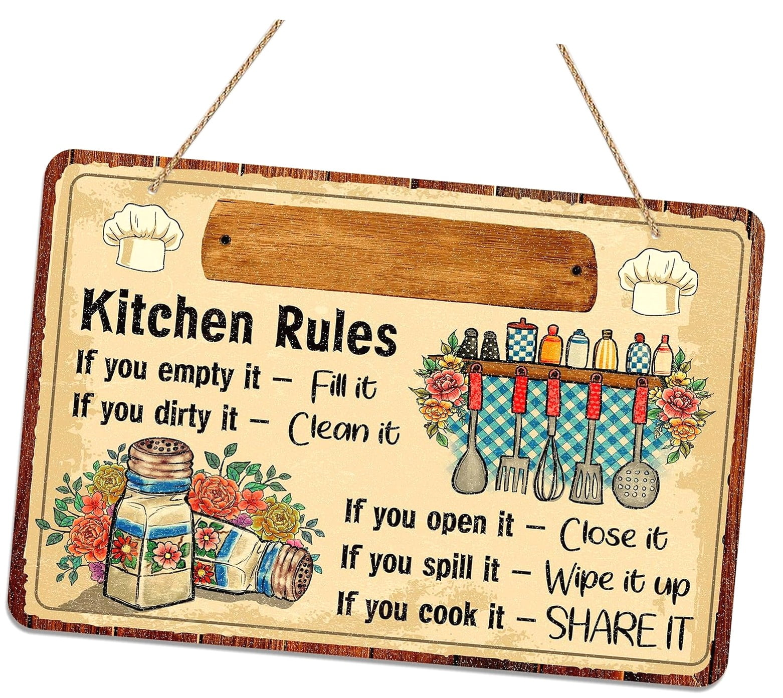 Myst Design 8-inch 10-inch Funny Kitchen Rules Wall Decor Sign for ...