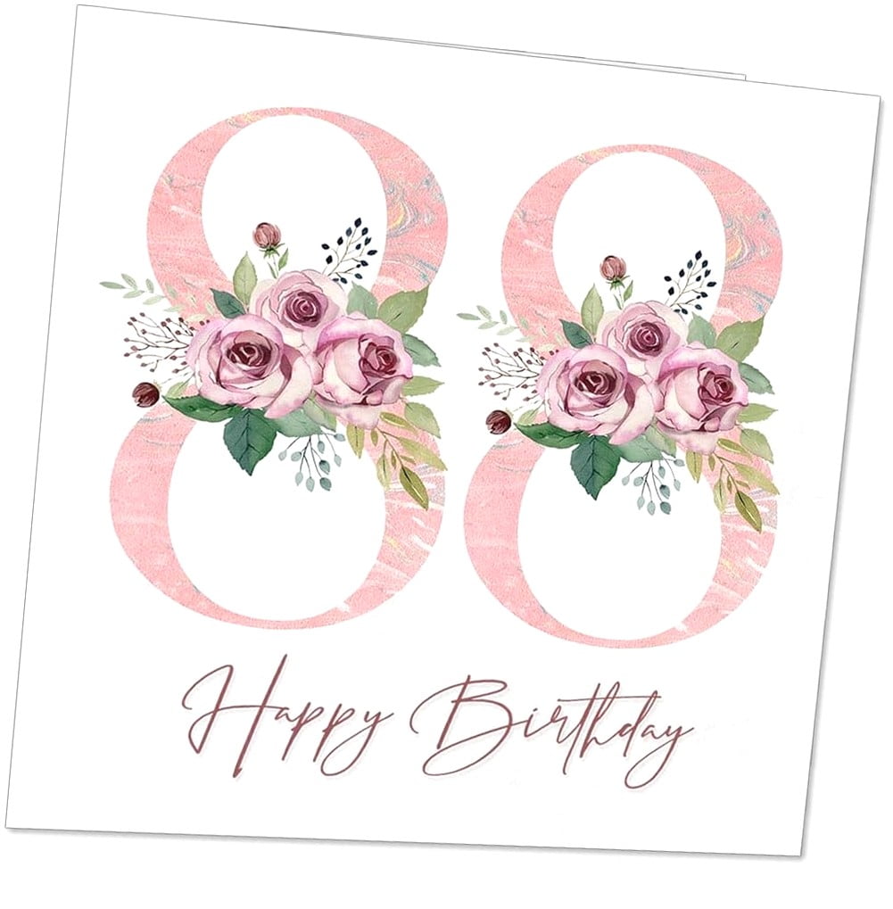 Myst Design 88th Birthday Card for Floral 88th Birthday for 88-Year-Old ...