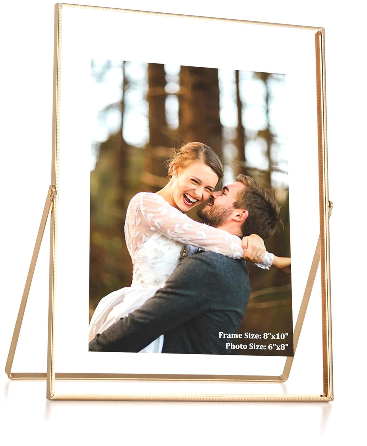Myst Design 8x10 Floating Photo Frame, Beaded Metal with Real Glass ...