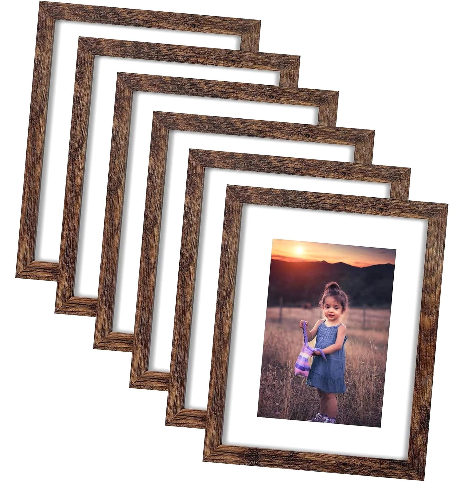 Myst Design 8x10 Picture Frame Rustic Brown Wood Set of 6,Display ...