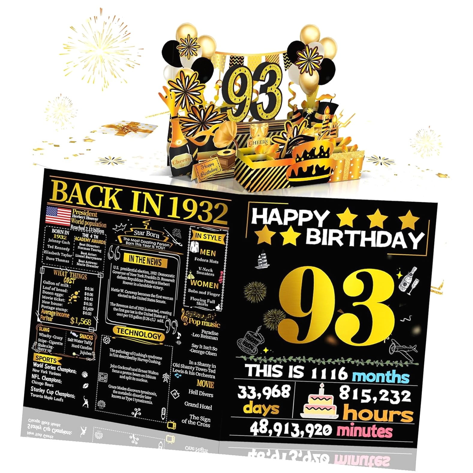 Myst Design 93rd Birthday Card for Grandparents, 3D Design for Grandpa ...