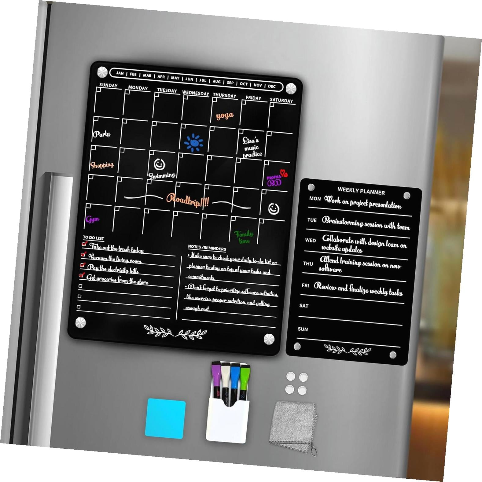 Myst Design Acrylic Magnetic Monthly and Weekly Calendar for Fridge ...