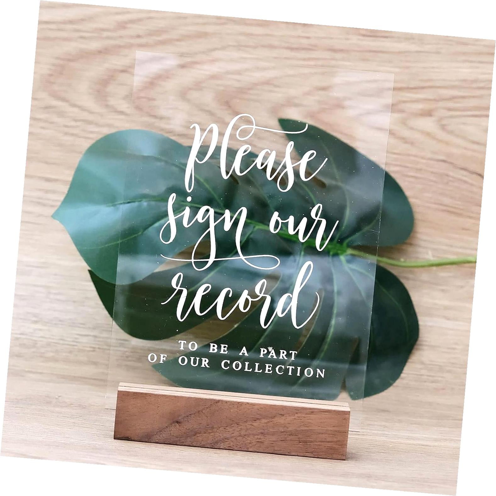 Myst Design Acrylic Wedding Record Guestbook Sign with Wood Stand ...