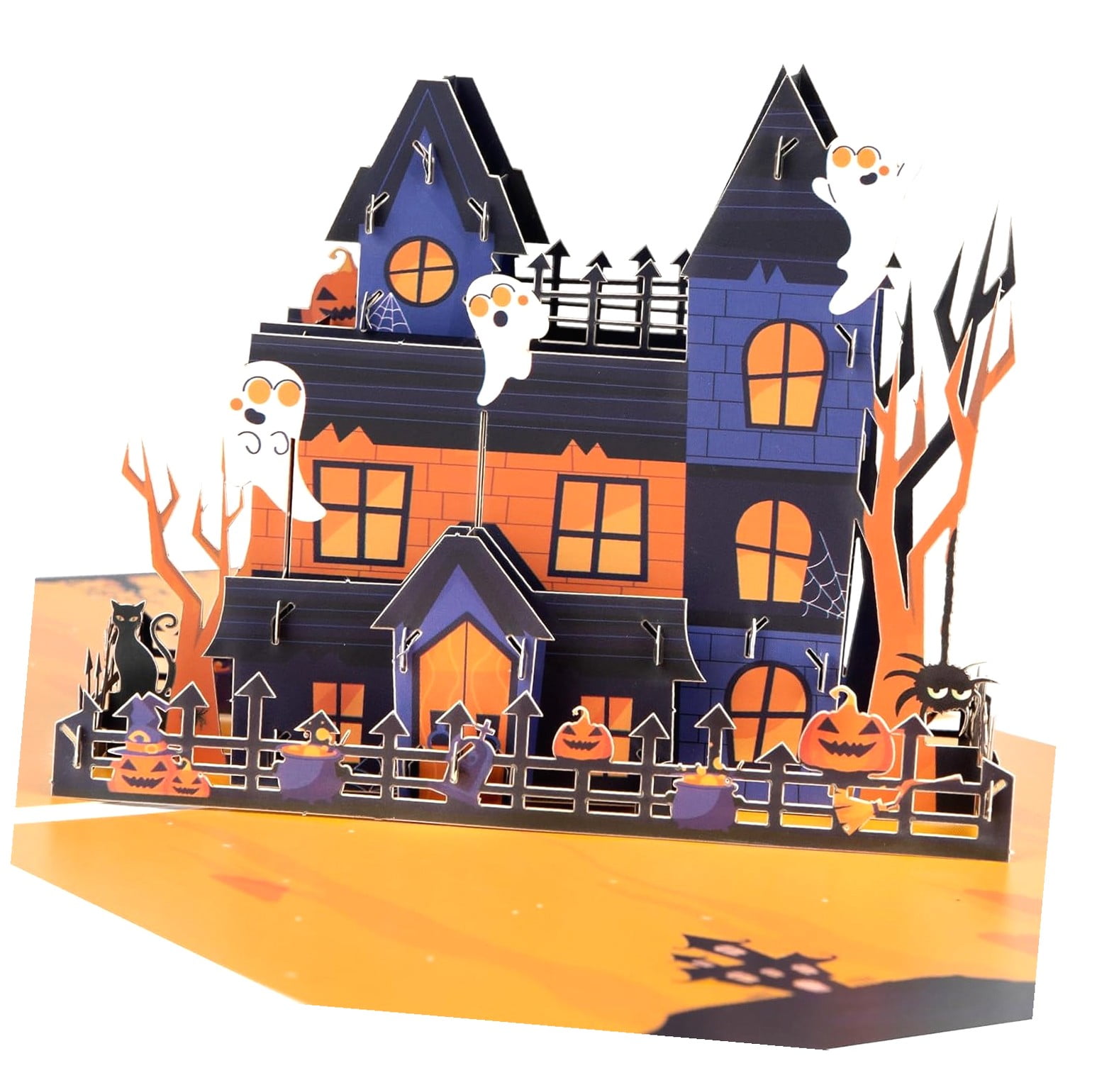 Myst Design Ants 3D Card, Haunted House Design with Ghosts and Pumpkins ...