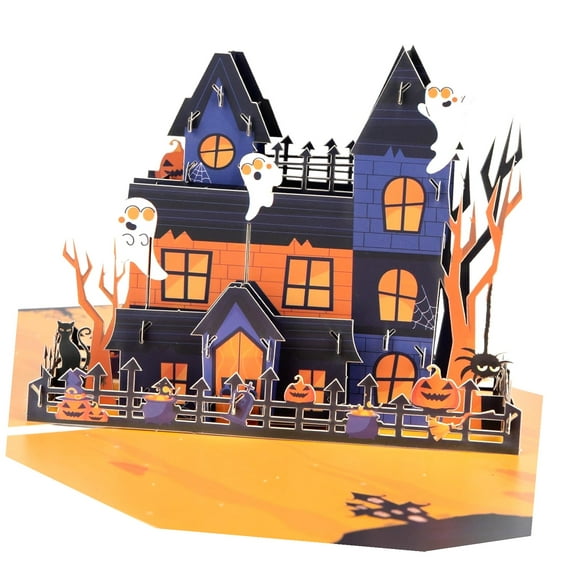 Myst Design Ants 3D Card, Haunted House Design with Ghosts and Pumpkins ...