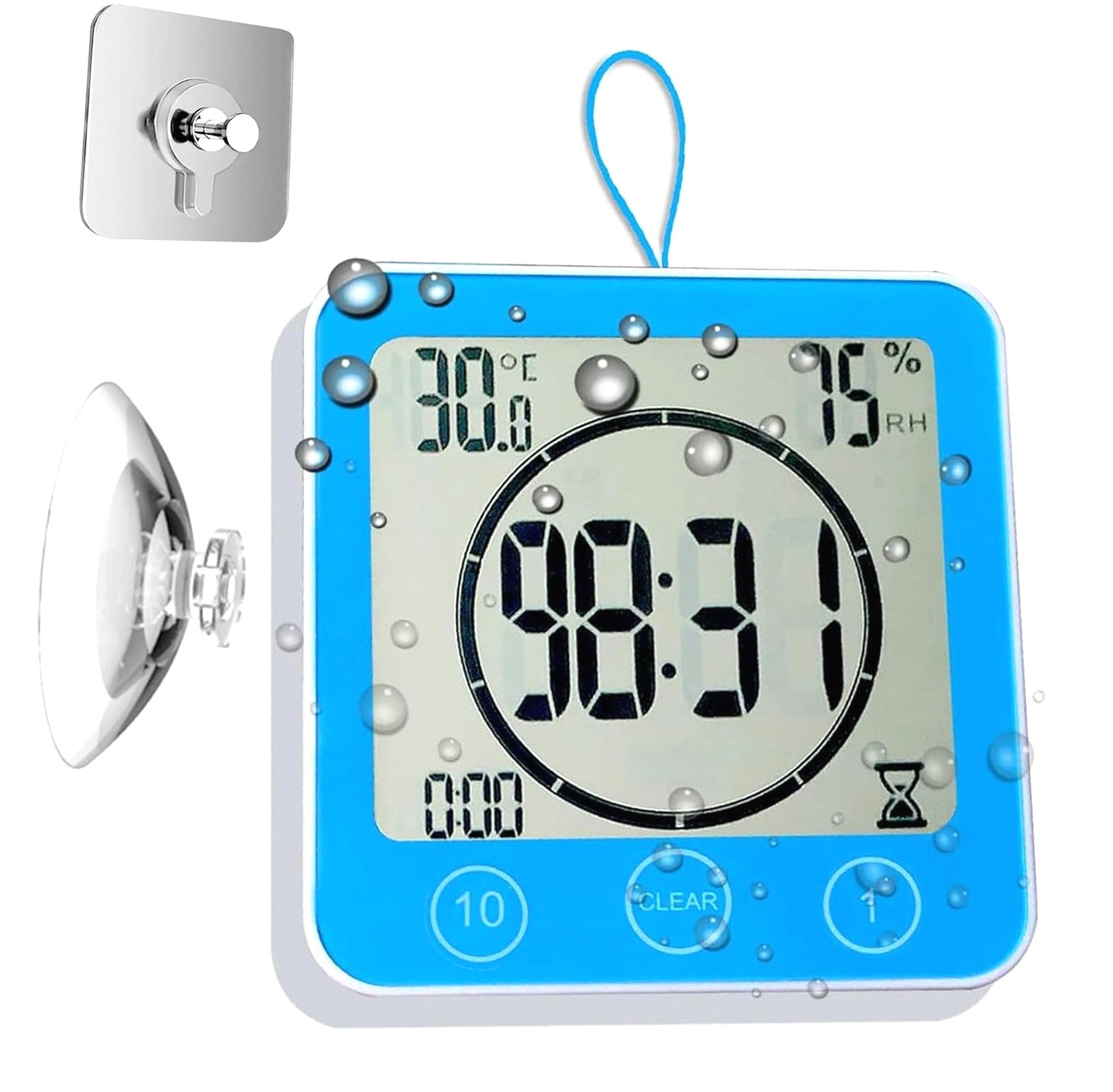 Myst Design Bathroom Wall Clock and Timer, Water Resistant Hanging ...