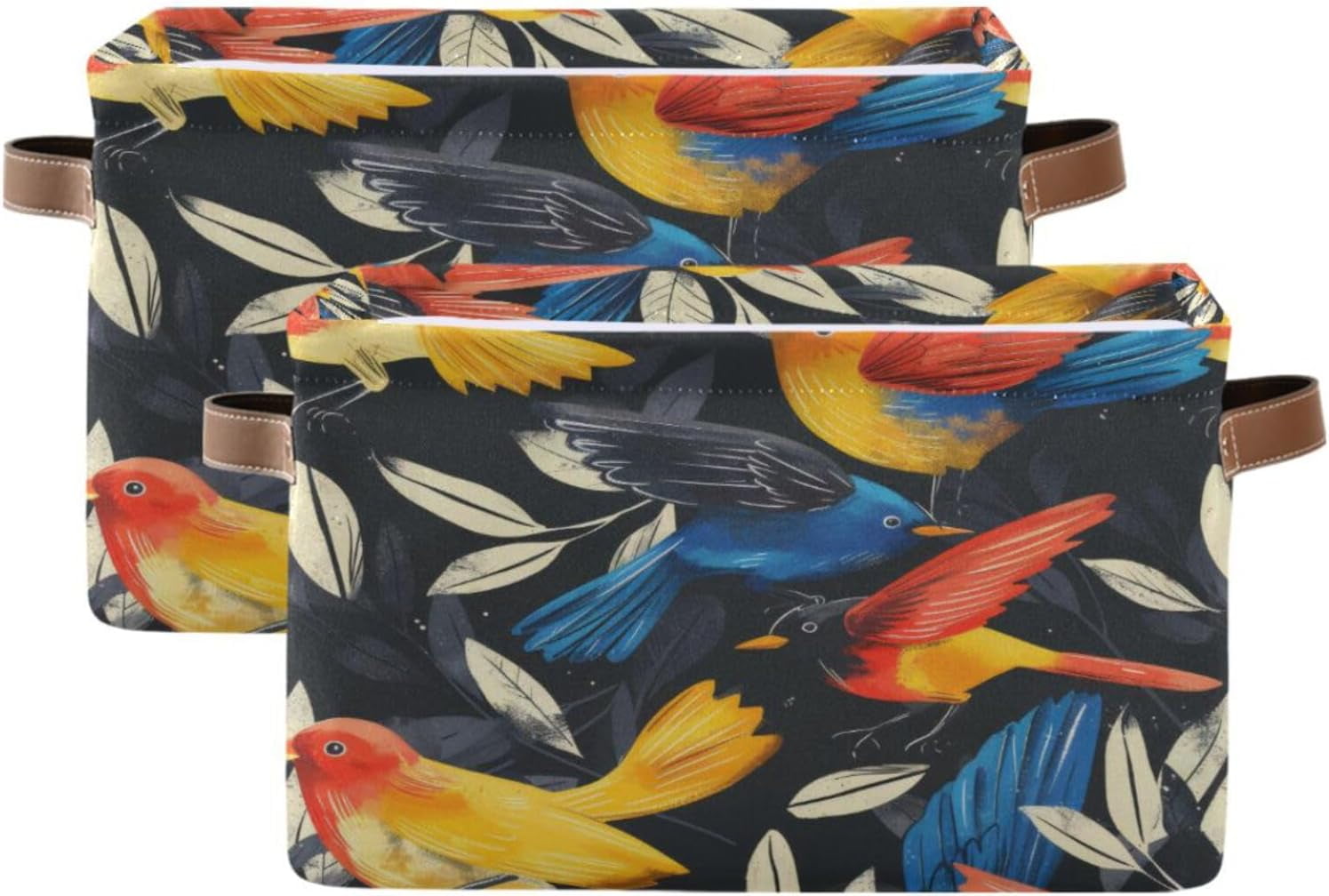 Myst Design Birds Black Shelf Storage Baskets, Foldable Fabric Storage ...