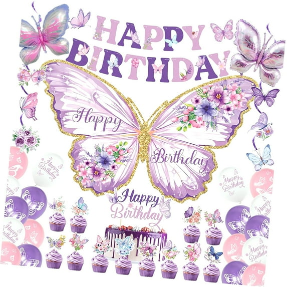 Myst Design Birthday Decorations, Banner Backdrop Hanging Swirls Cake ...