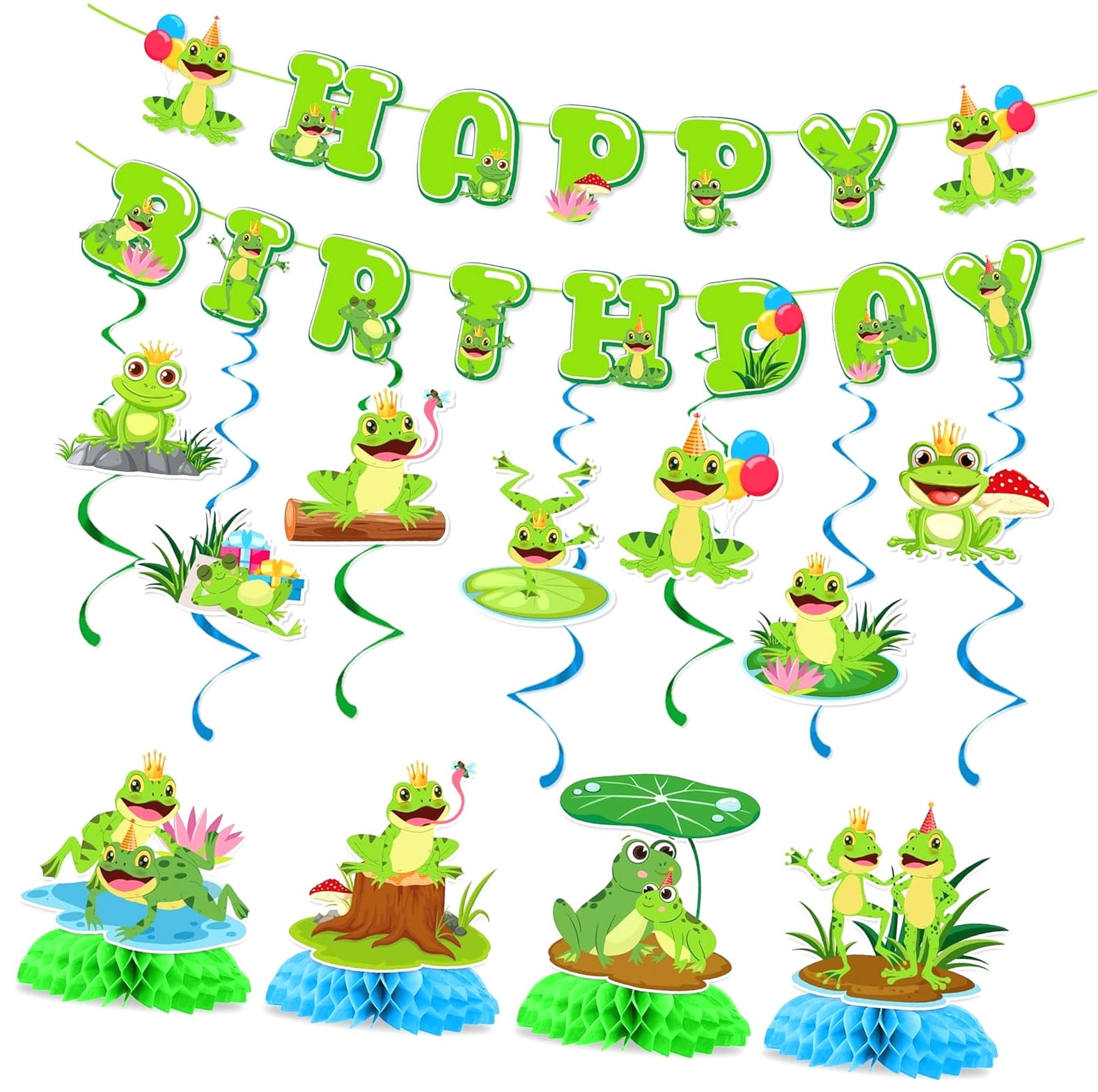 Myst Design Birthday Decorations Include Banners Hanging Swirls ...