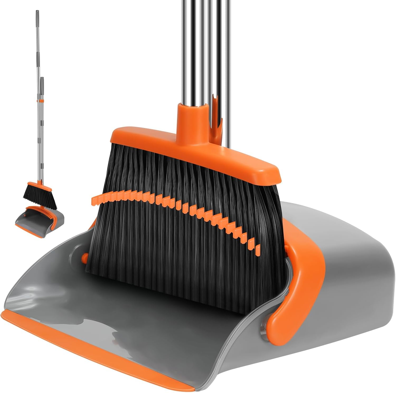 Myst Design Broom and Dustpan Set, 55-in Long Adjustable Handle Broom Dustpan Combo with Dustpan ...