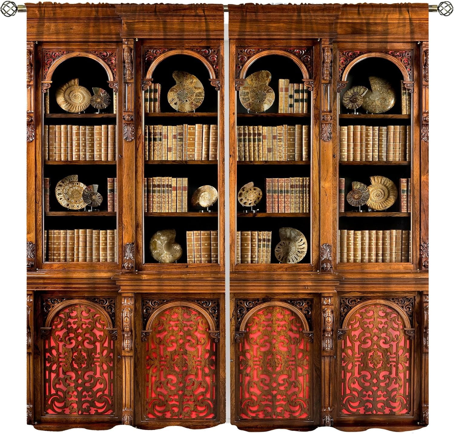 Myst Design Brown Bookshelf Curtain, Study and Ancient Wooden Bookcase ...