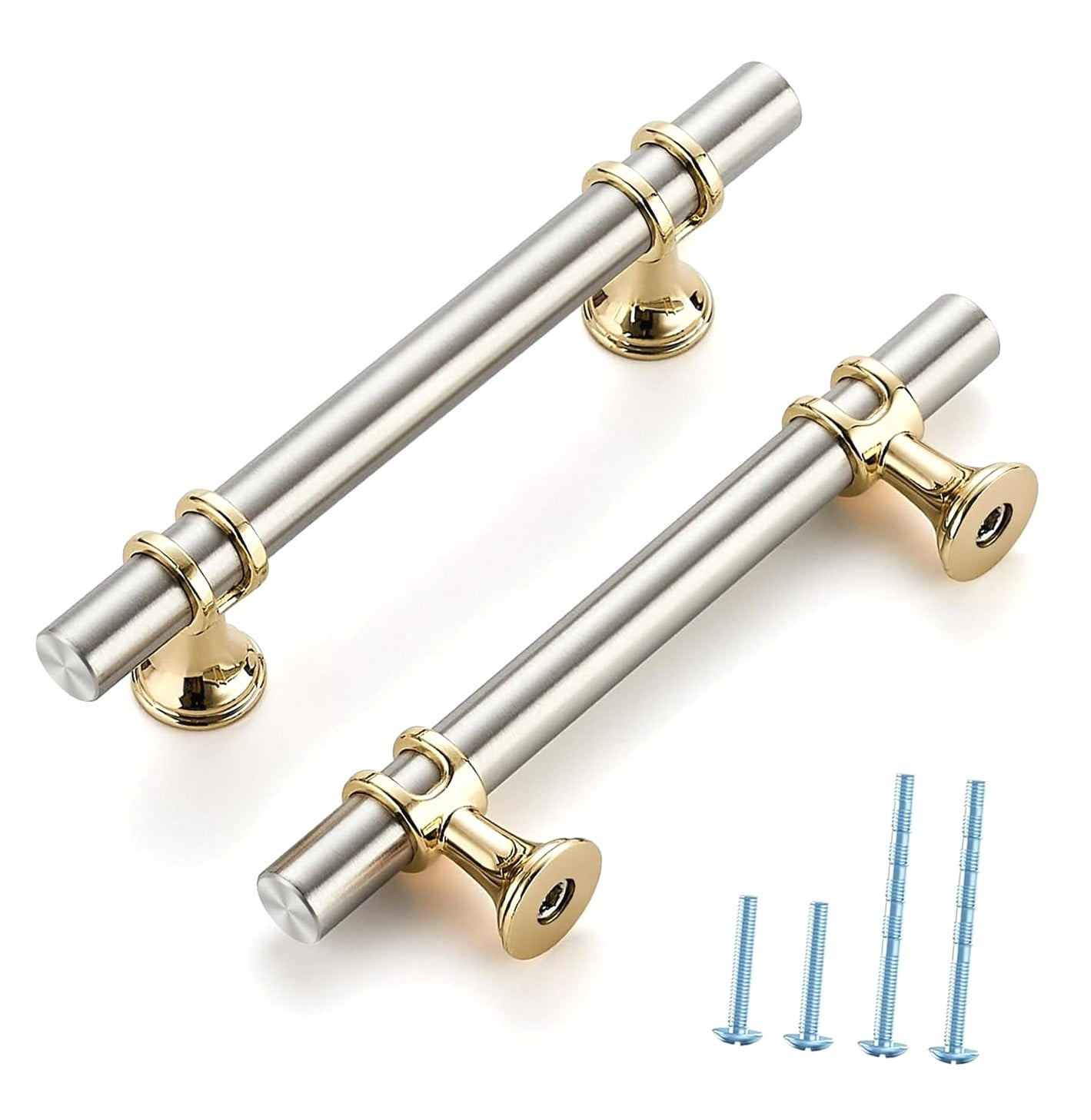 Myst Design Brushed Nickel and Brushed Cabinet Handles, 3-3/4 Inch Hole ...