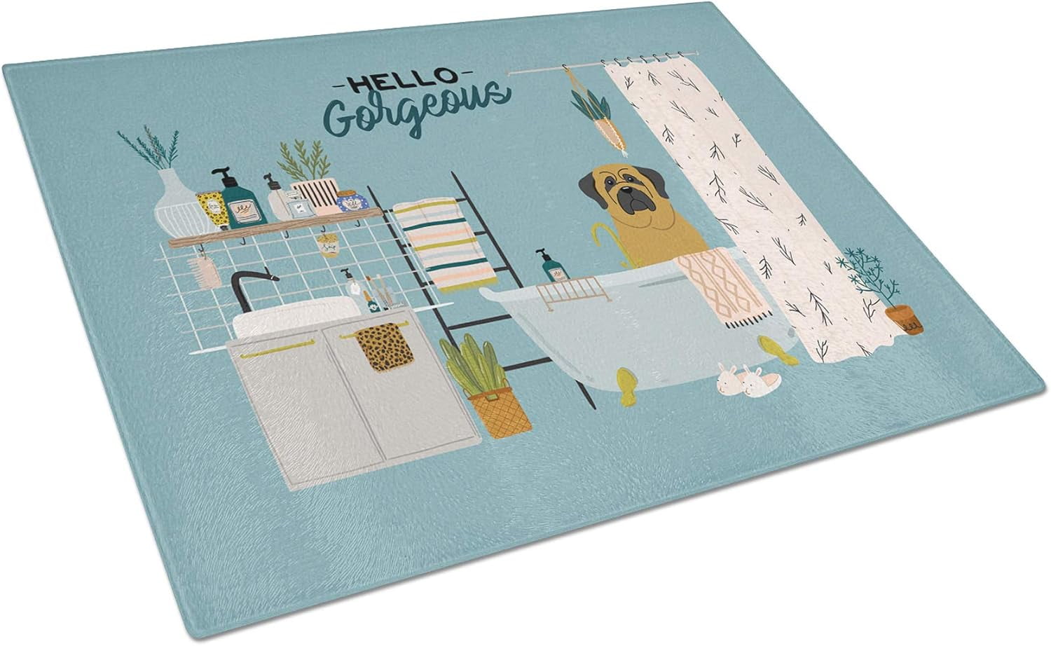 Myst Design CK7440LCB Mastiff in Bathtub Glass Cutting Board Large ...