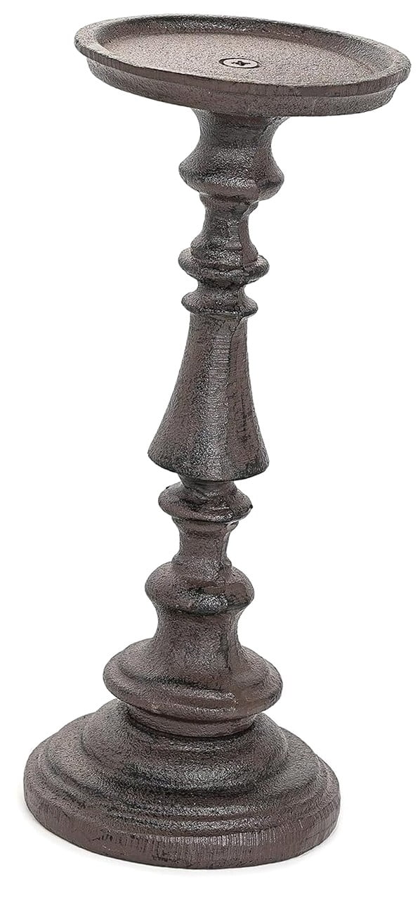 Myst Design Cast Iron Pillar Holder, 9.6" Tall Candlestick Holders ...