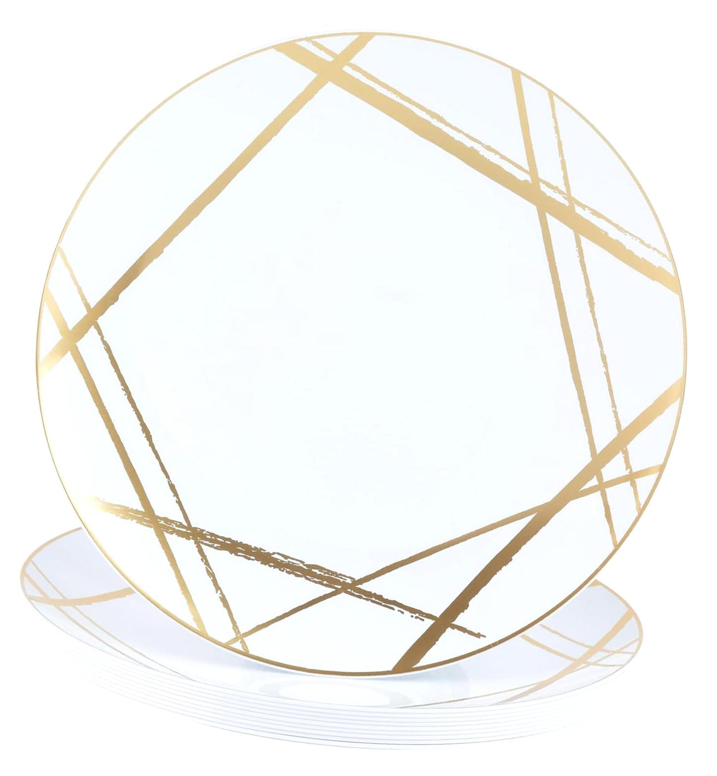 Myst Design Celebration Plastic Plates – White and Stroke Pattern ...