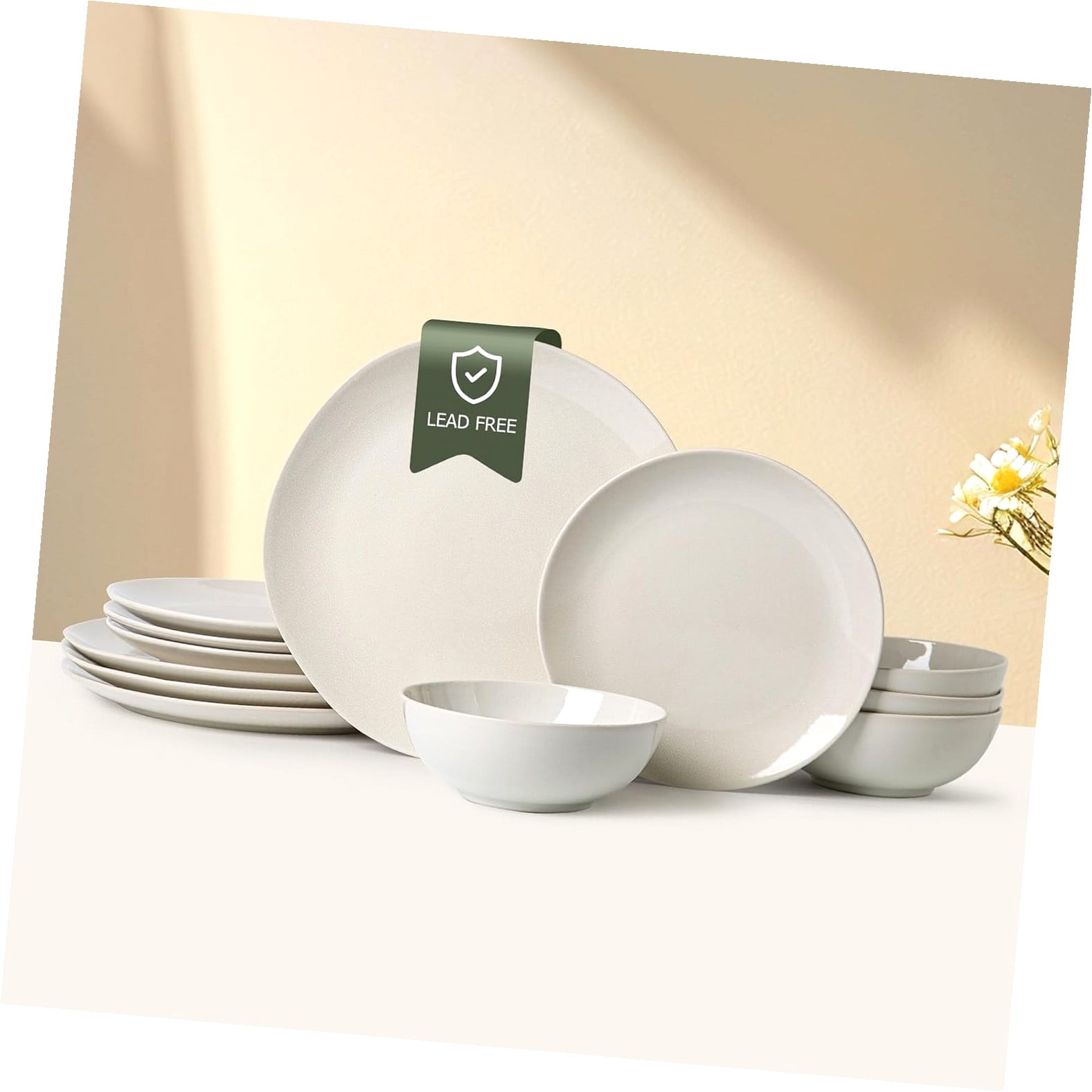 Myst Design Ceramic Dinnerware 12 Pieces glazed white Dinner Set ...